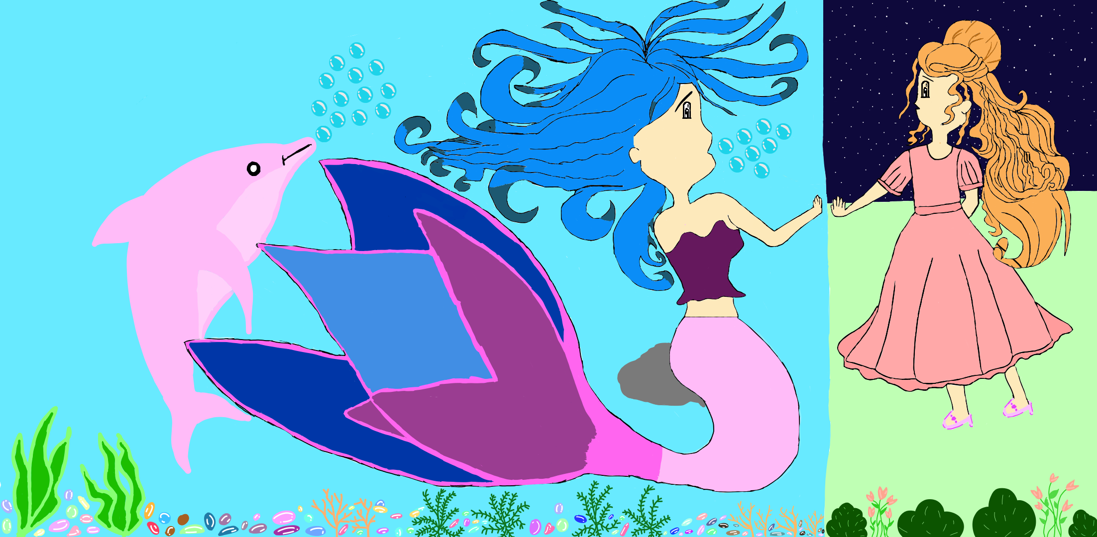 mermaid princess & land princess Menma_05 - Illustrations ART street