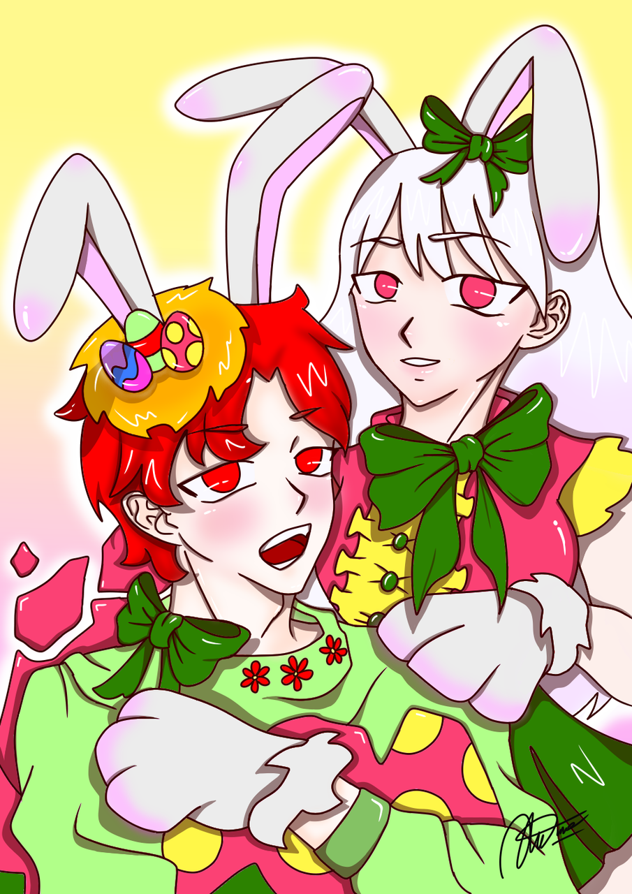 xiera and el the easter bunny Dine_inmedibang - Illustrations ART street