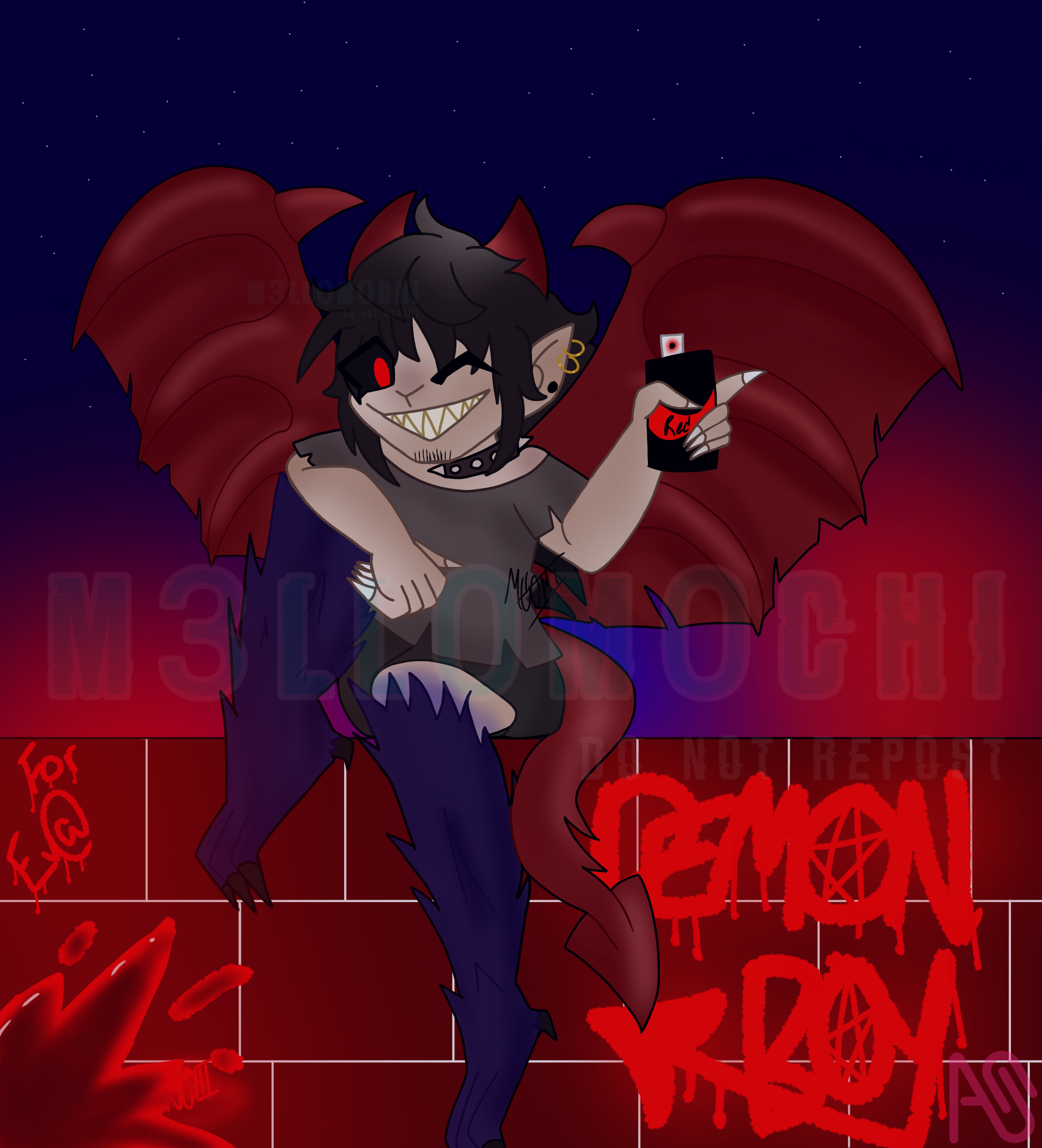 Demon Boi (For Ev@) M3LL0M0CHI - Illustrations ART street