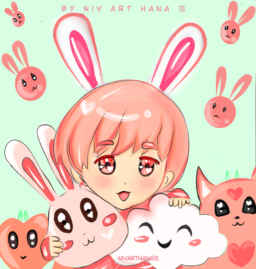 Cute Bunny Smile! NivArtHana花 - Illustrations ART street