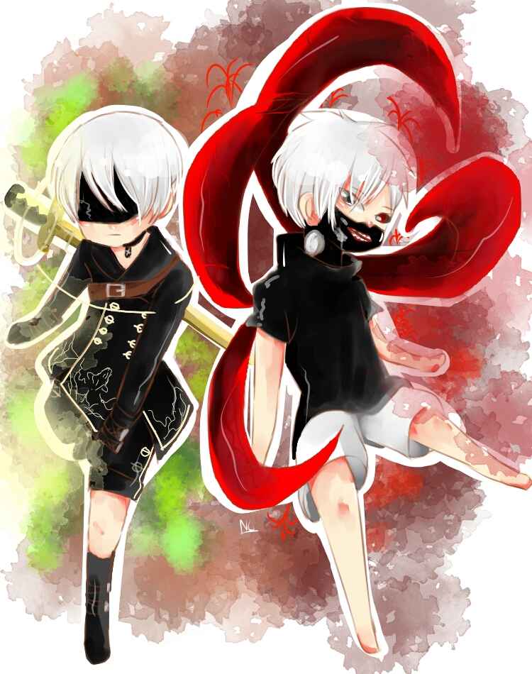 Crossover Kaneki and 9 S Neko Celleng - Illustrations ART street