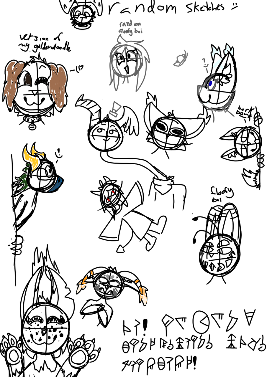 Random Doodles. And a Written language I made- Demons- Angels- And Cats ...