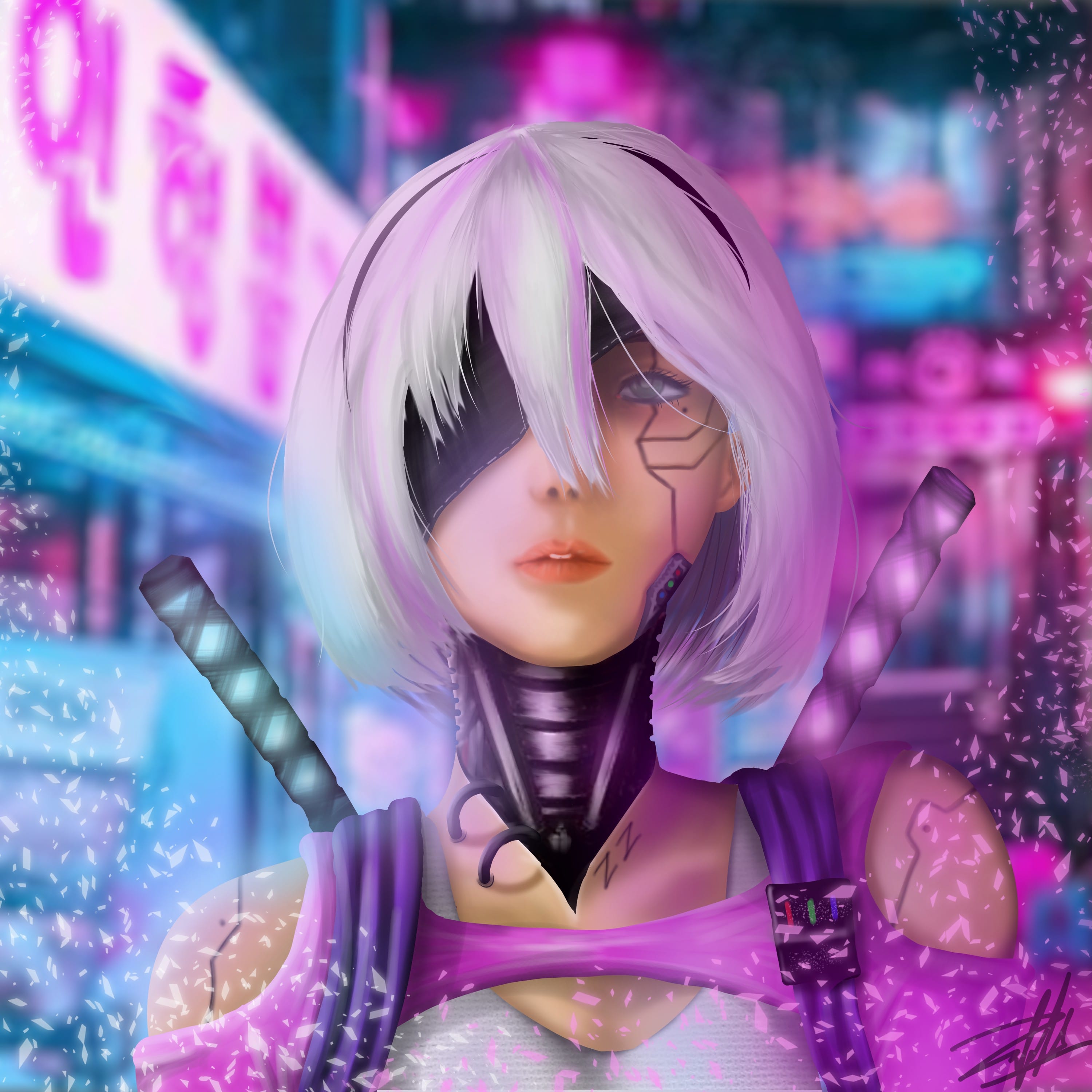 Automata Cyberpunk yukiz - Illustrations ART street