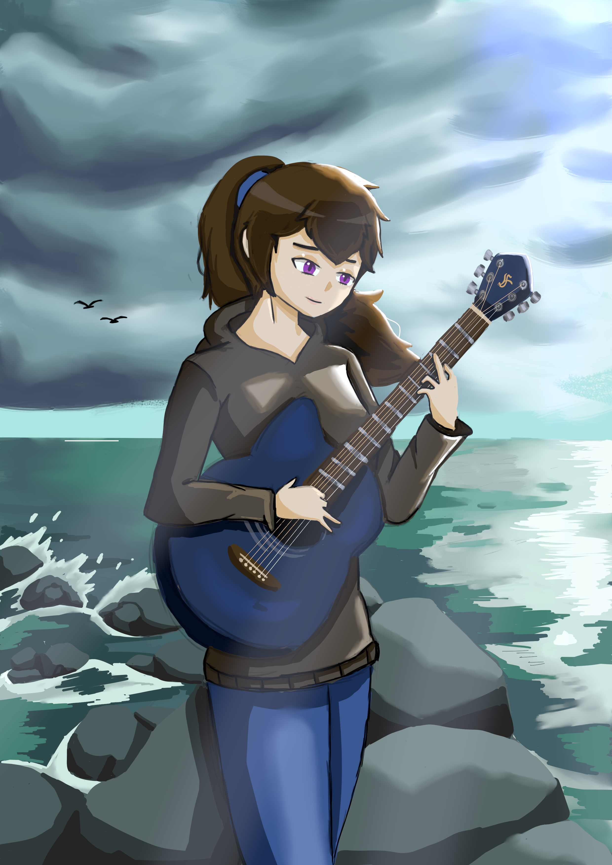 Jenna (my oc) playing her guitar dashjeff02 - 插畫 ART street