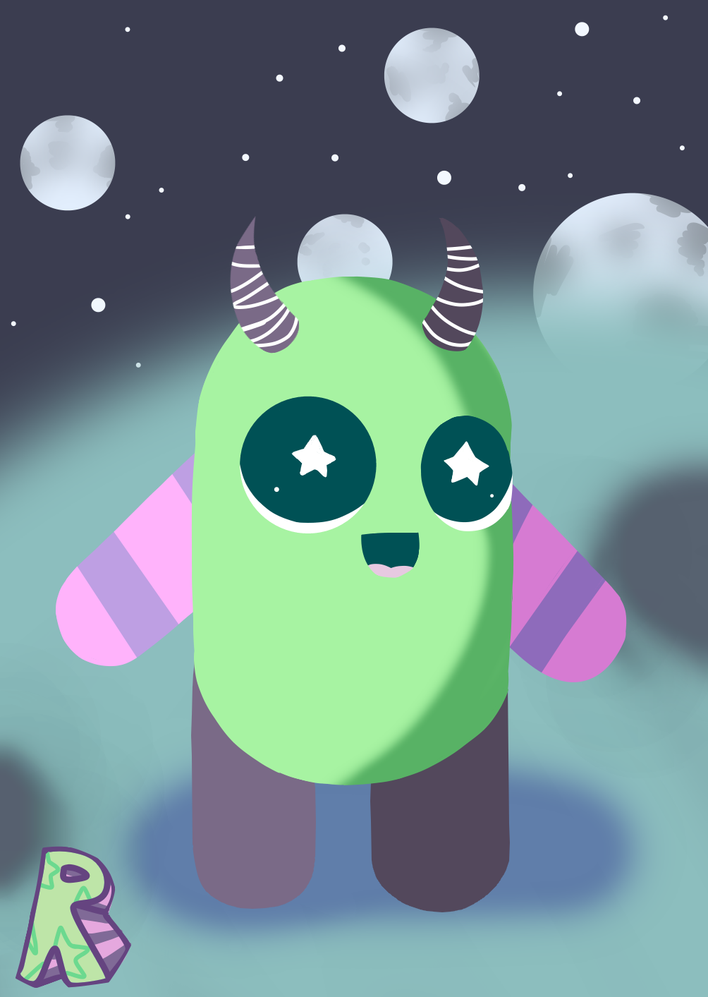 I'm in a alien mood rn Razzen raccoon - Illustrations ART street