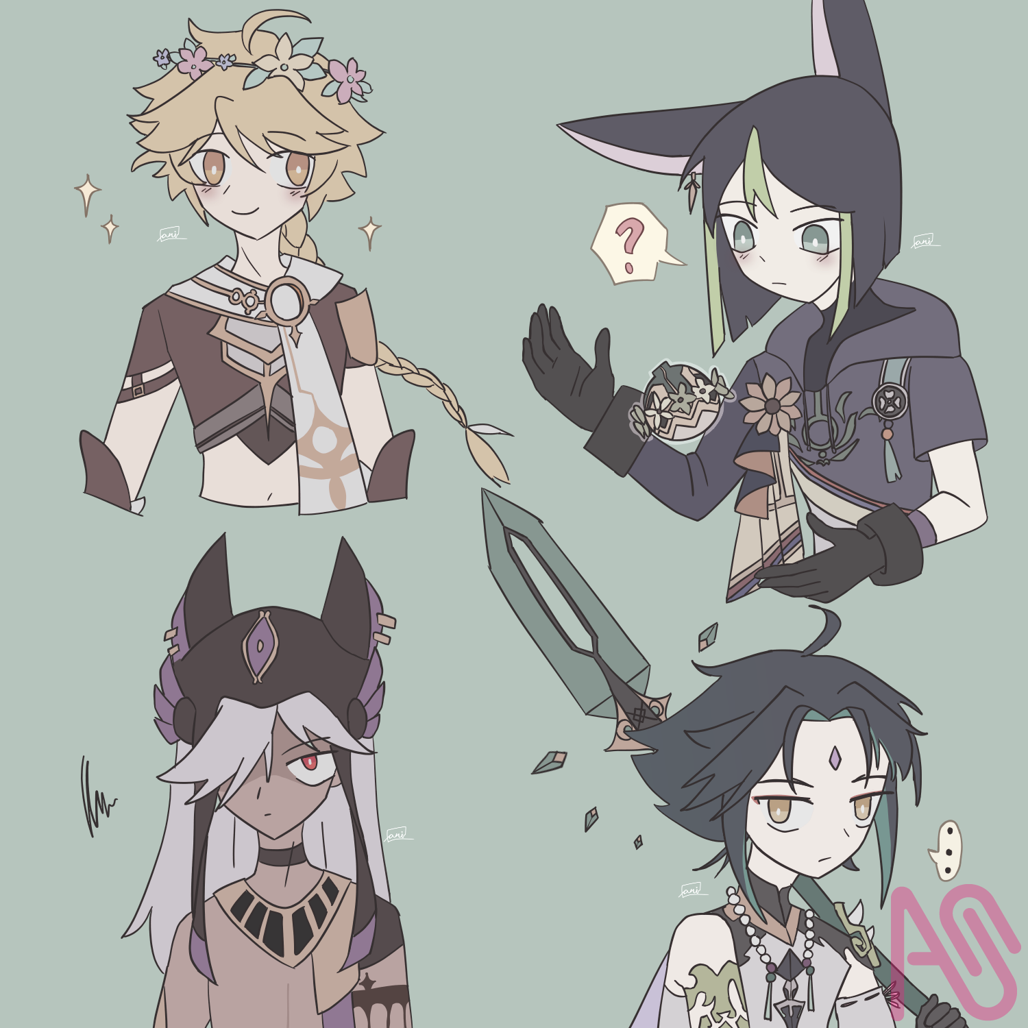 My top 4 favourite genshin characters. Ari - Illustrations ART street