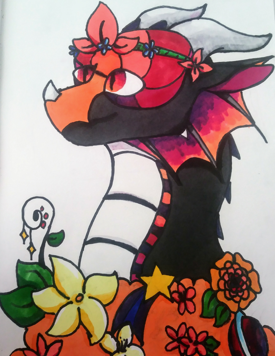 nightwing/rainwing hybrid marker doodle Ink - 插畫 ART street