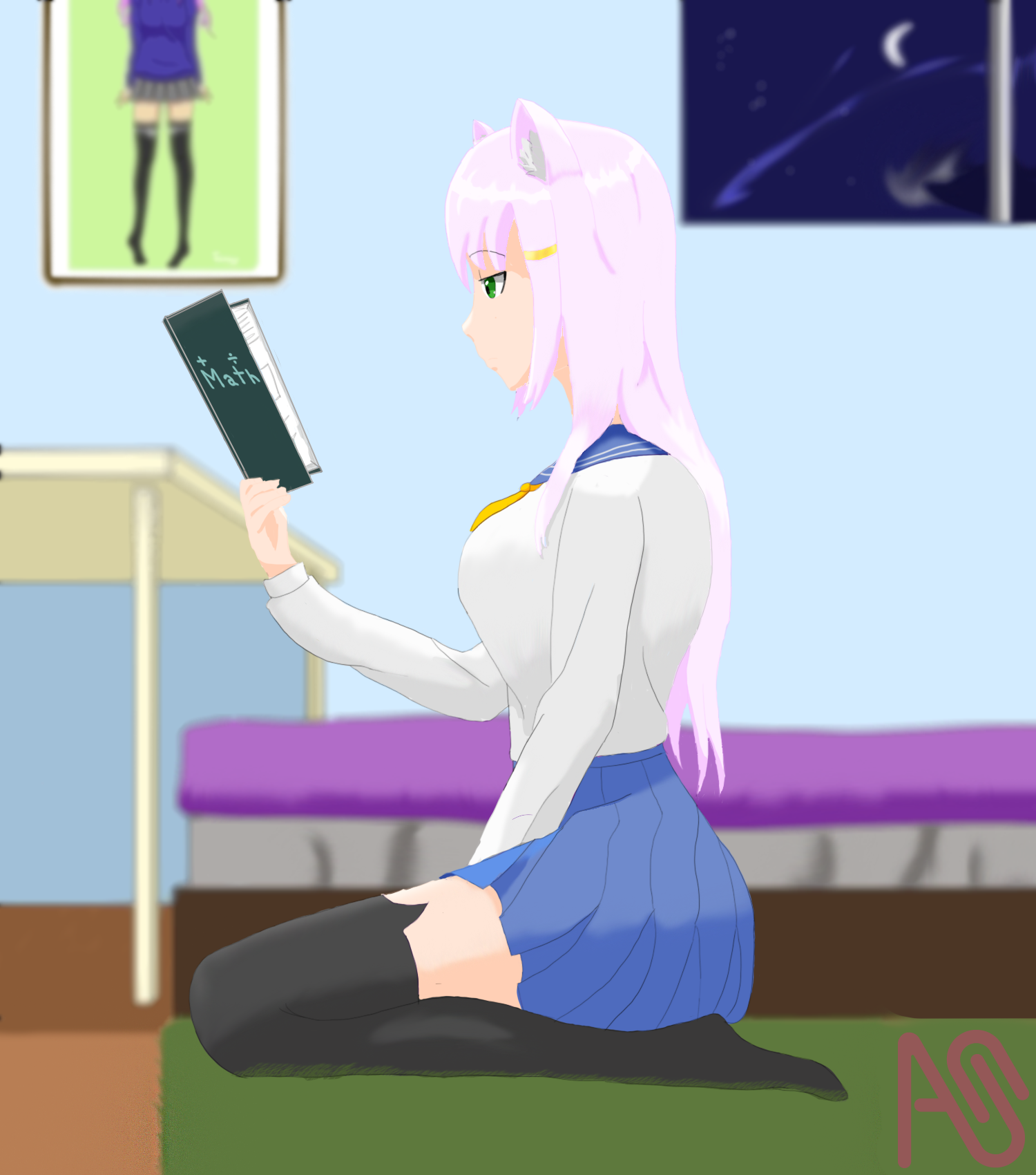 Akari studying Themobos - Illustrations ART street