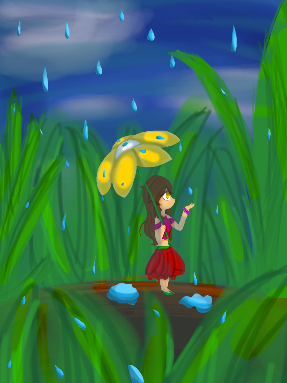 line art: rainy day Golden_GlitchySign - Illustrations ART street