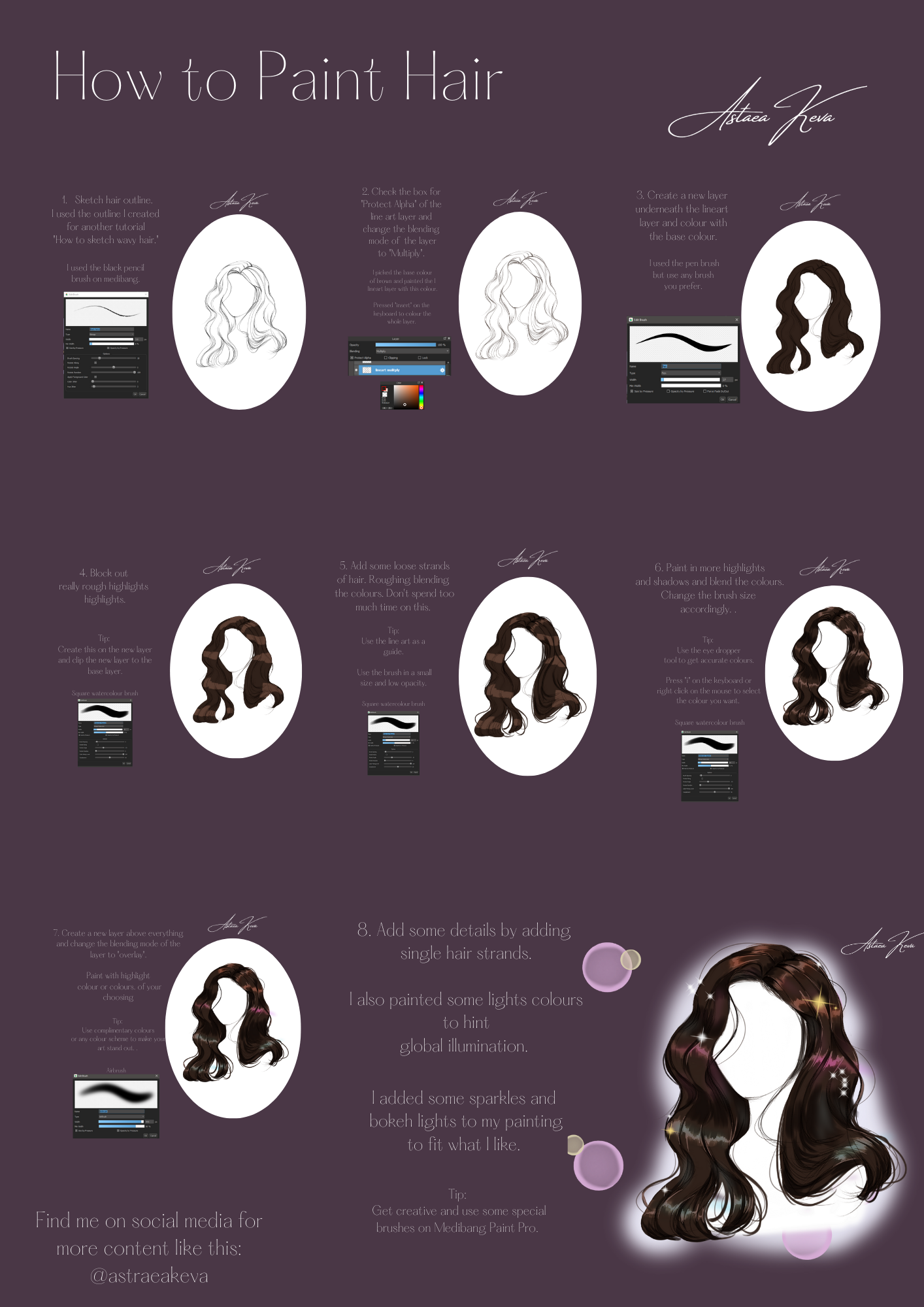 How to paint hair Tutorial Astraea Keva - Illustrations ART street