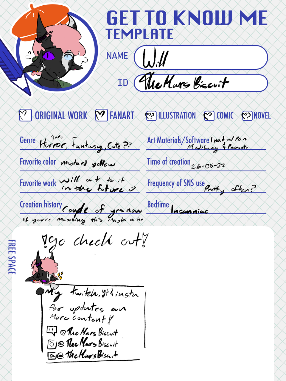 get to know me page! Mars - Illustrations ART street