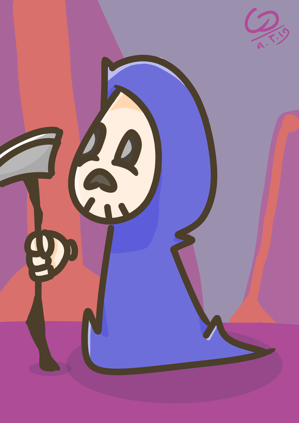 reaper in kawai mode Salty chips - Illustrations ART street