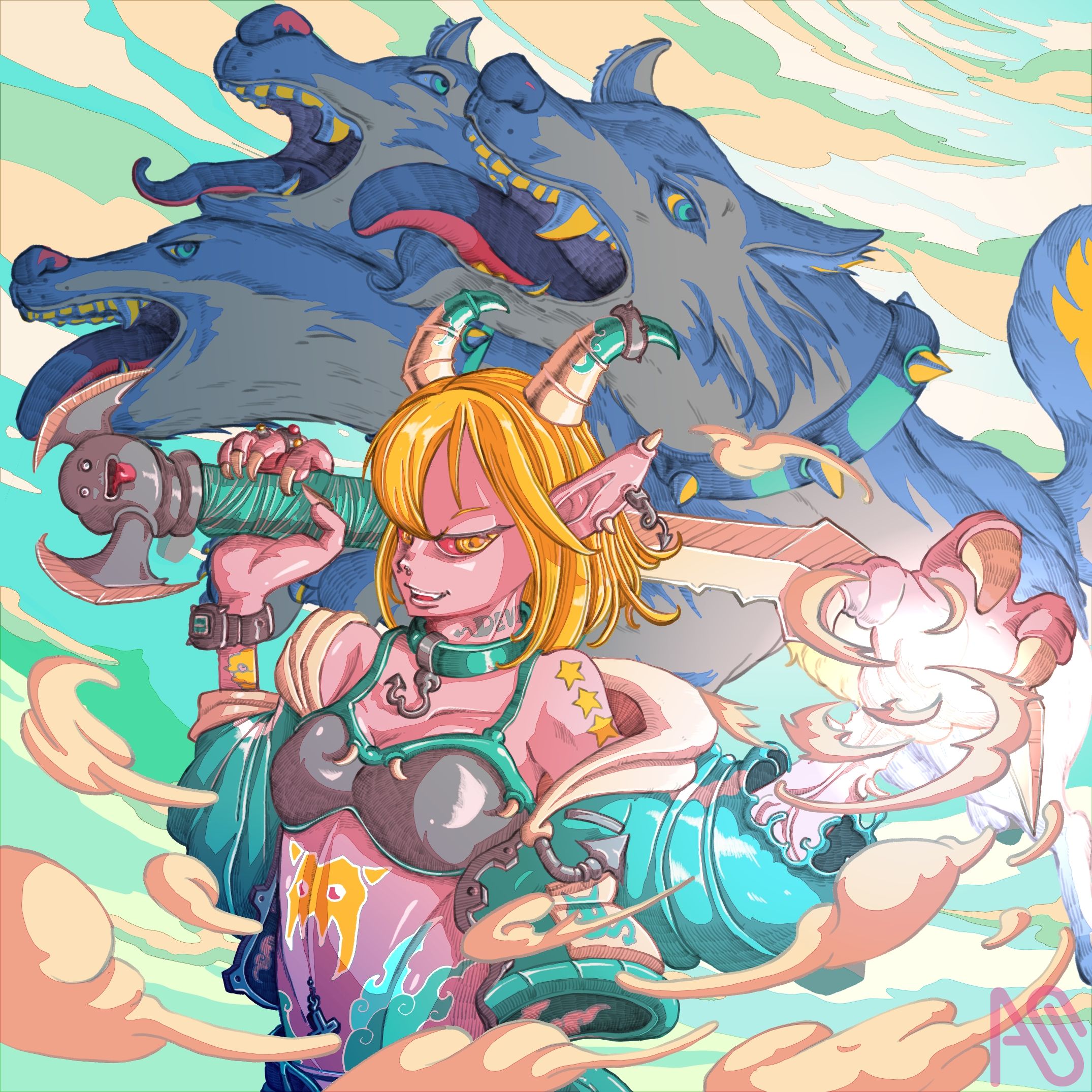 Devil and her zerberus Wutikai - Illustrations ART street