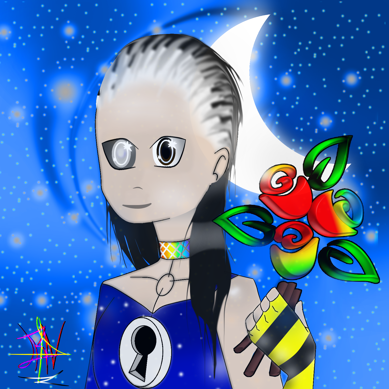 sosteniendo una flor (Original Art) LoreNciANYs R - Illustrations ART ...