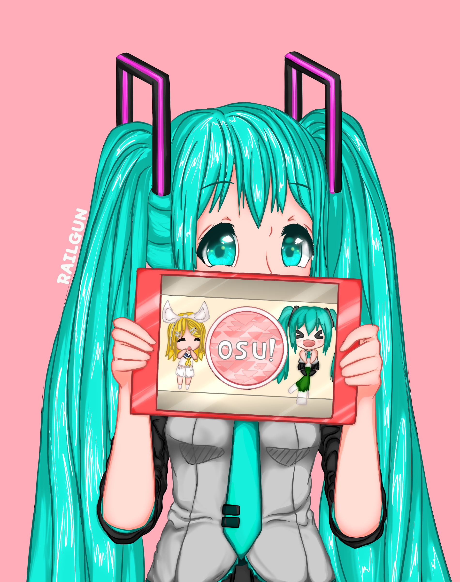 Hatsune Miku and osu! Railgun - Illustrations ART street