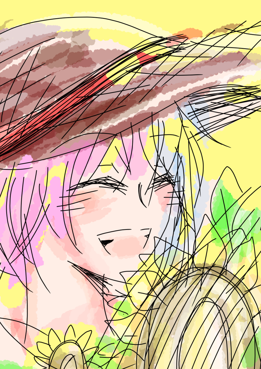 girl and sun flower - my oc >×