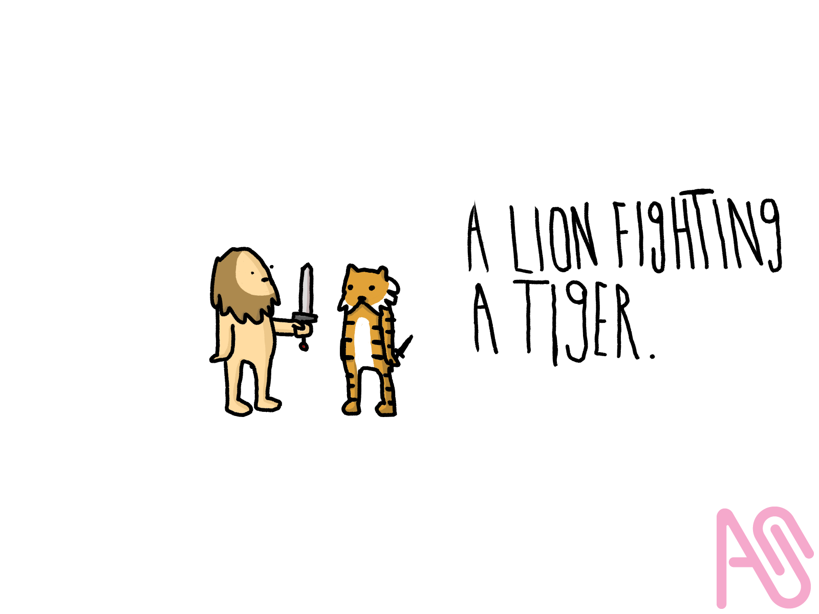 A LION FIGHTING A TIGER COMIC_STRIP - Illustrations ART street
