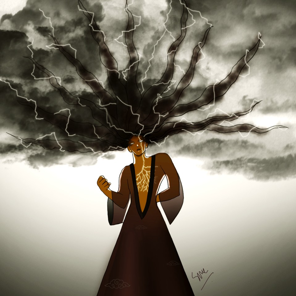 Lightening and thunder as a person. Sreenyanika - Illustrations ART street
