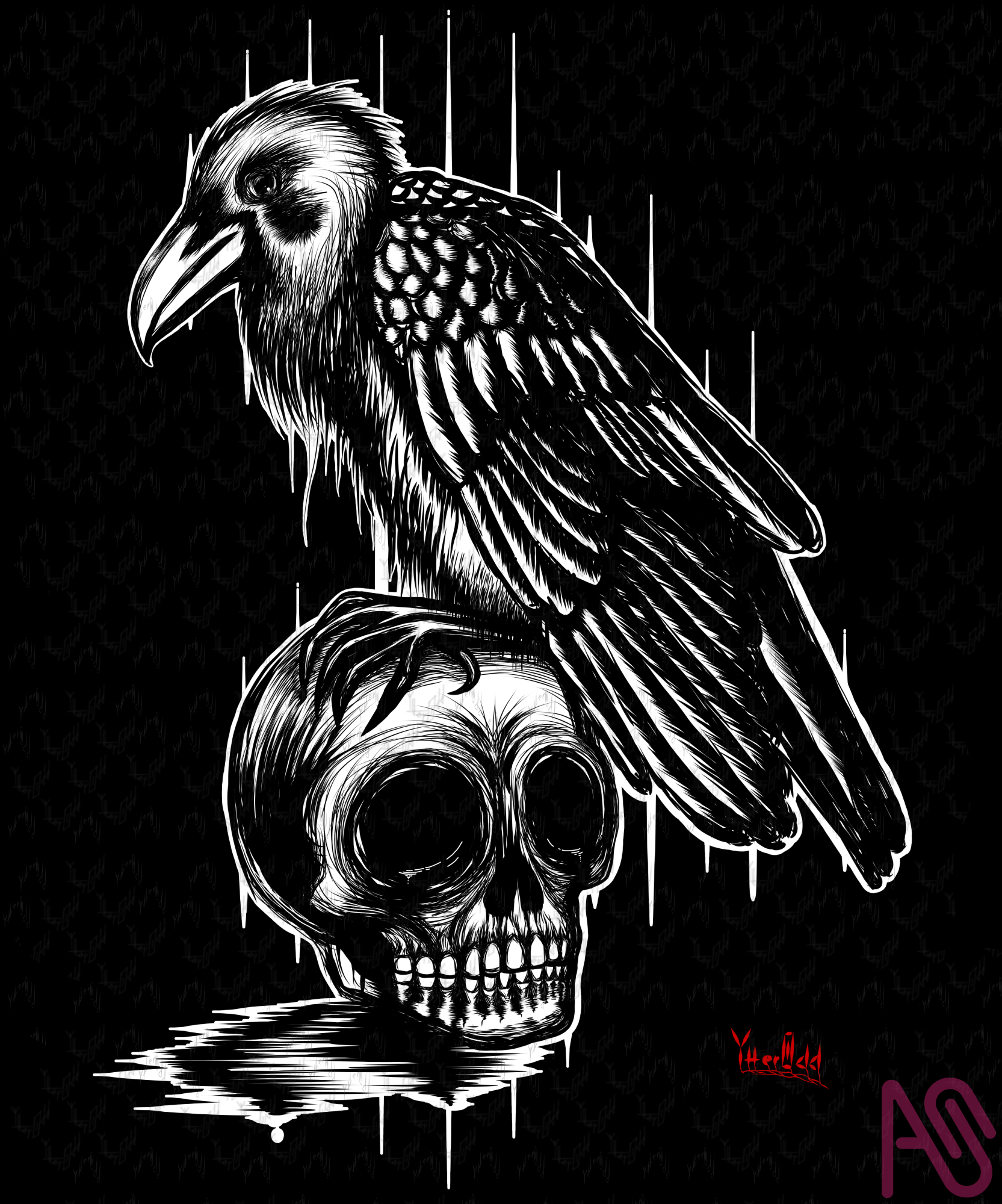 Gothic raven skull YtterOdd (Stickerman) - Illustrations ART street