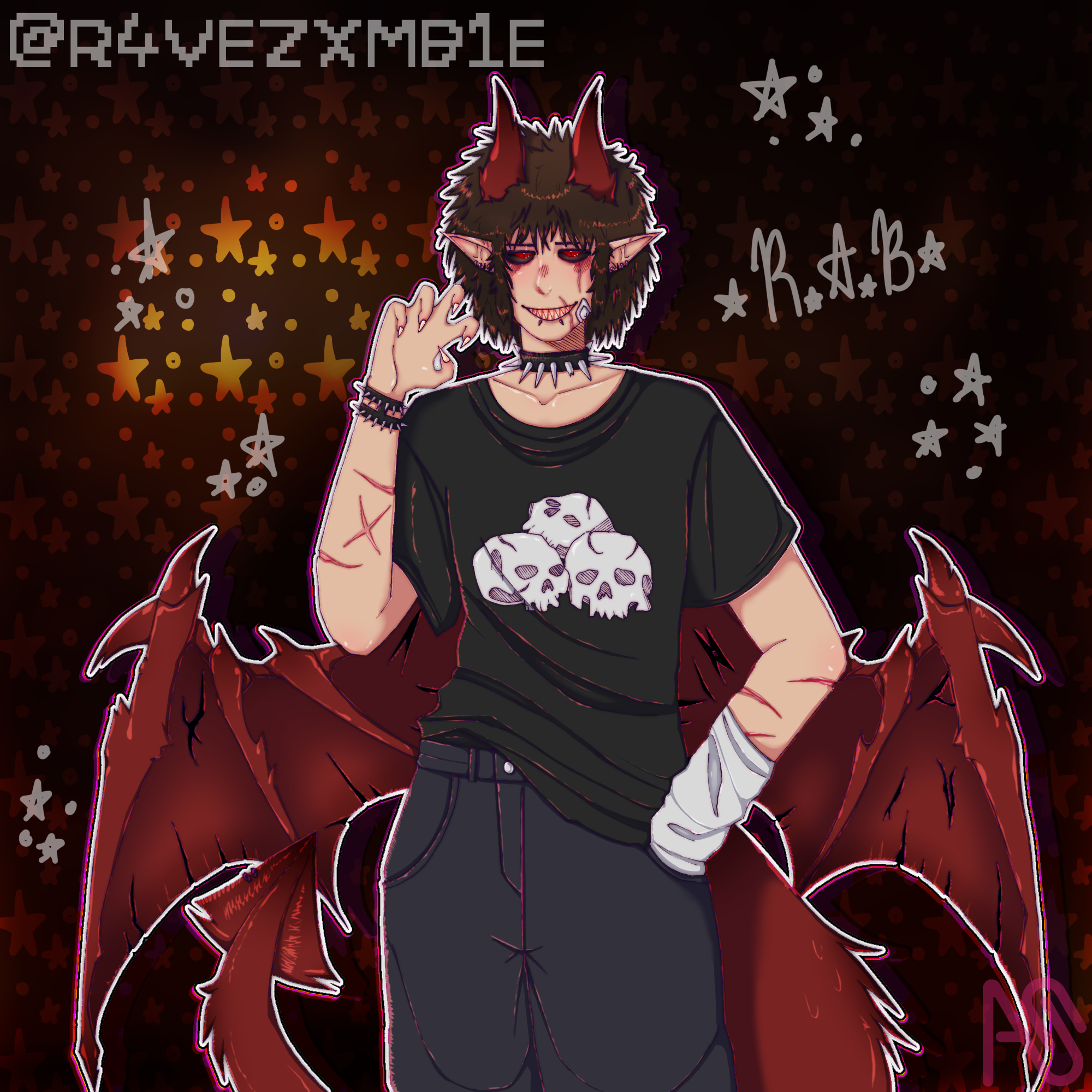 Demon Boy // Art trade W/ 𝑬𝑽@ R4veZxmb1e - Illustrations ART street