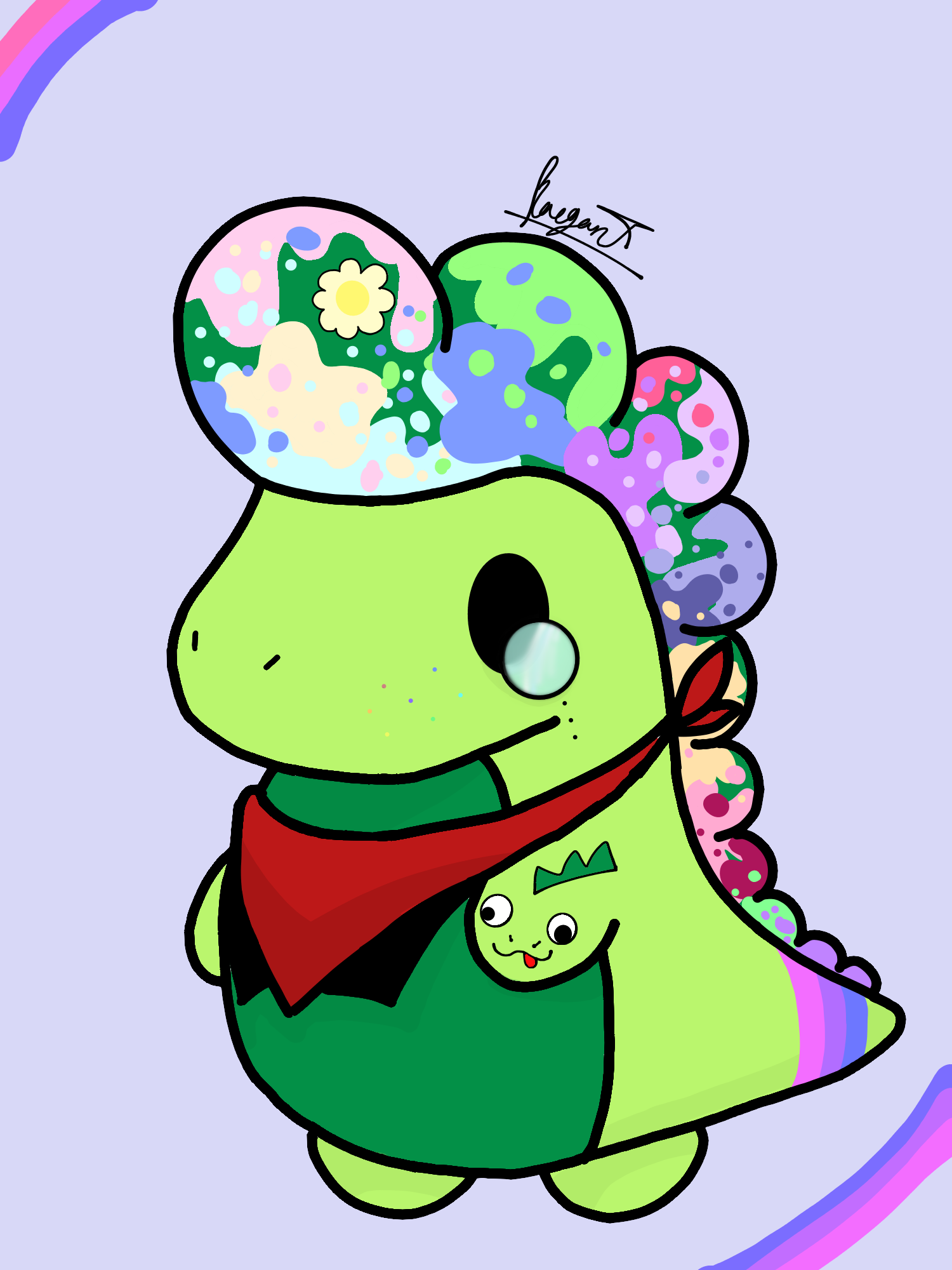 Bisexual Paint Dino GreenTea - Illustrations ART street