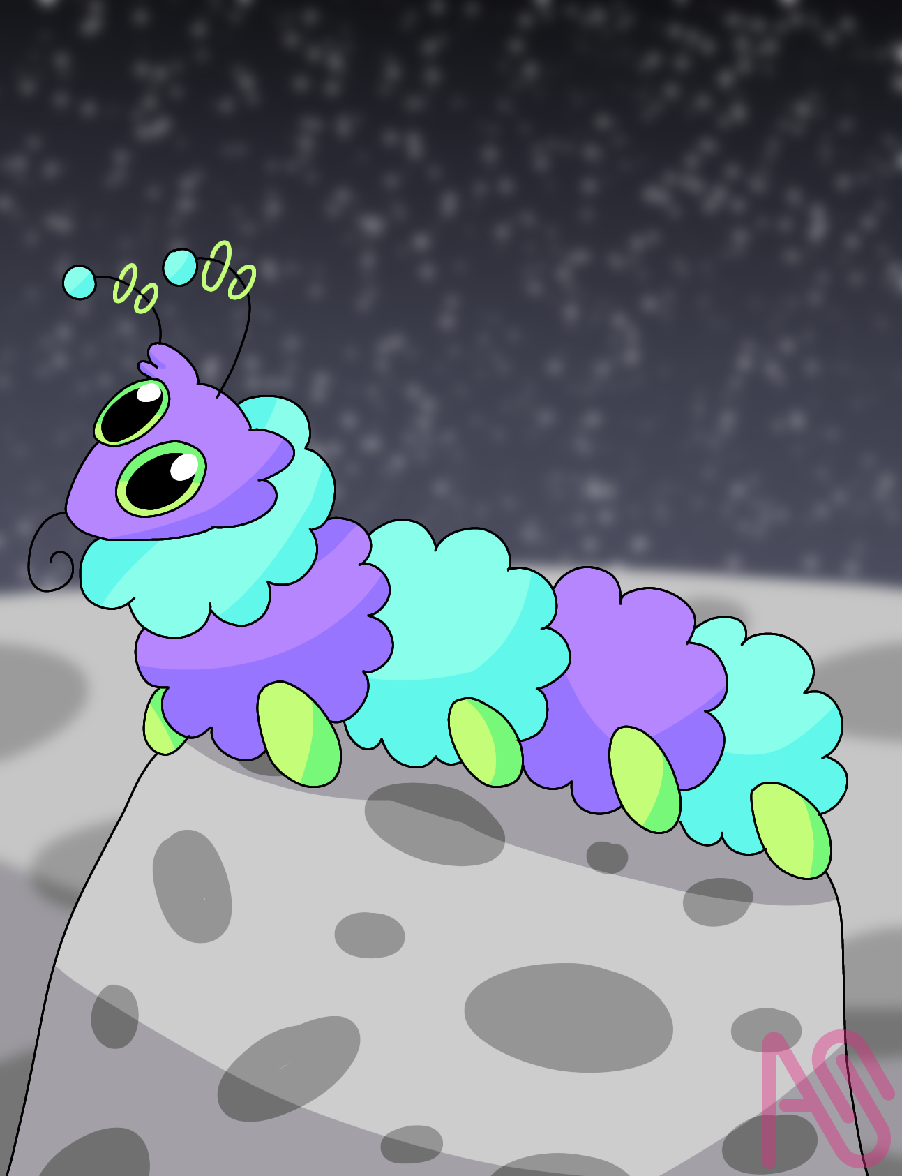 Little guy on the moon. 🍎📏 𝚅𝚊𝚕𝚘𝚗𝚒𝚊 📏🍏 - 插图 ART street