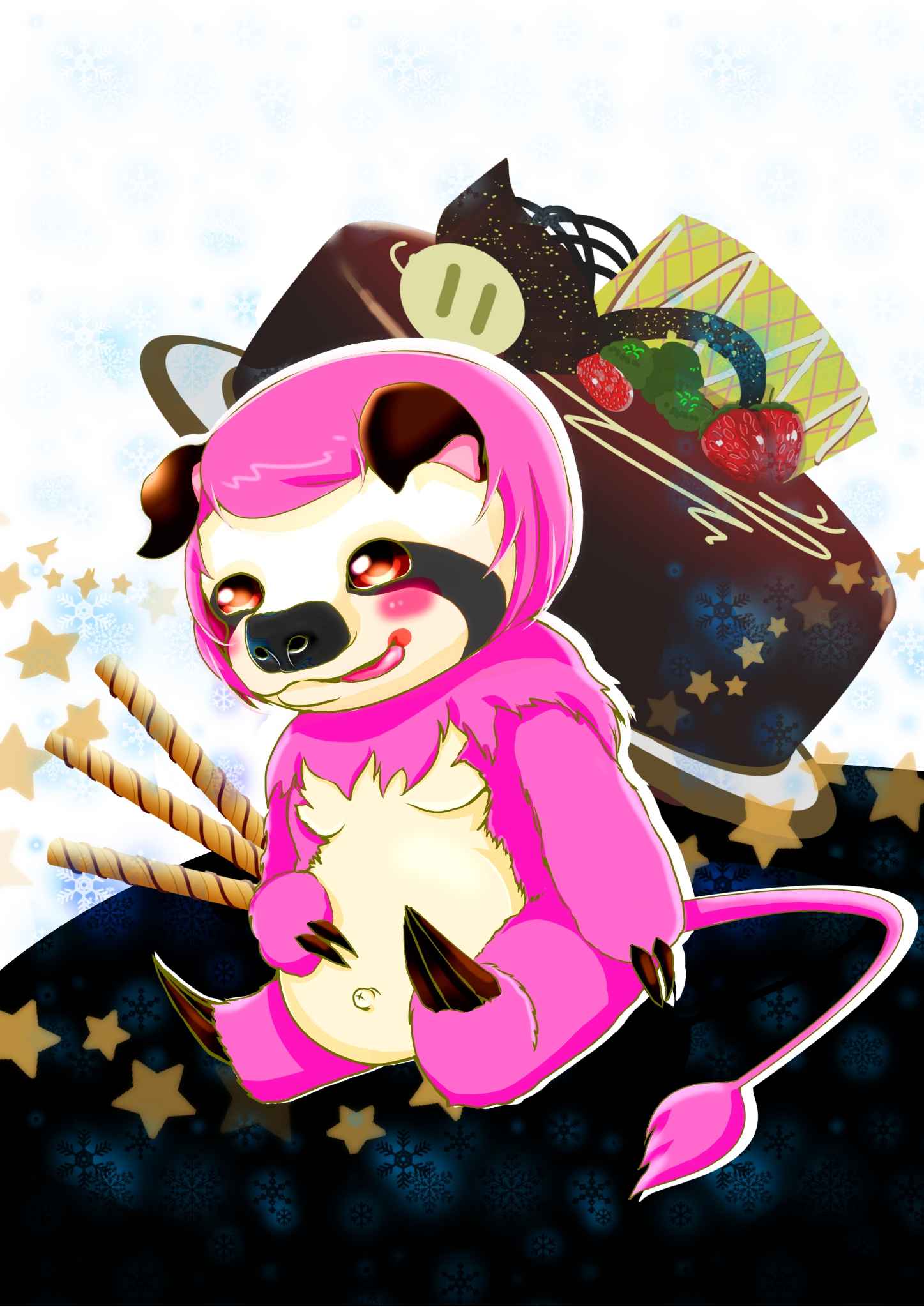 BAKEMON-粉紫樹懶魔 夜盡殘雪 - 일러스트 ART street (아트 스트리트)