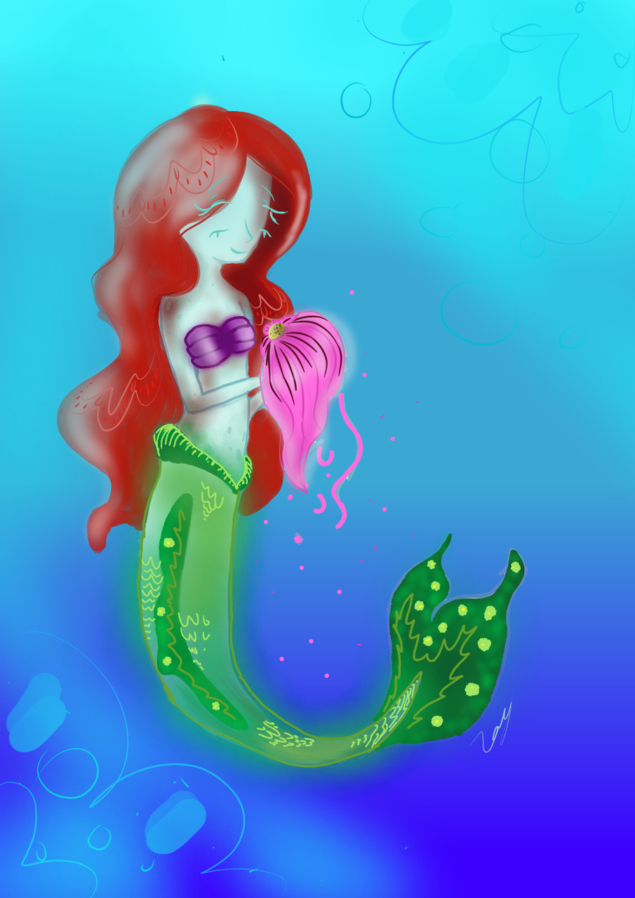 little mermaid holding a flower Solstice5434 - Illustrations ART street