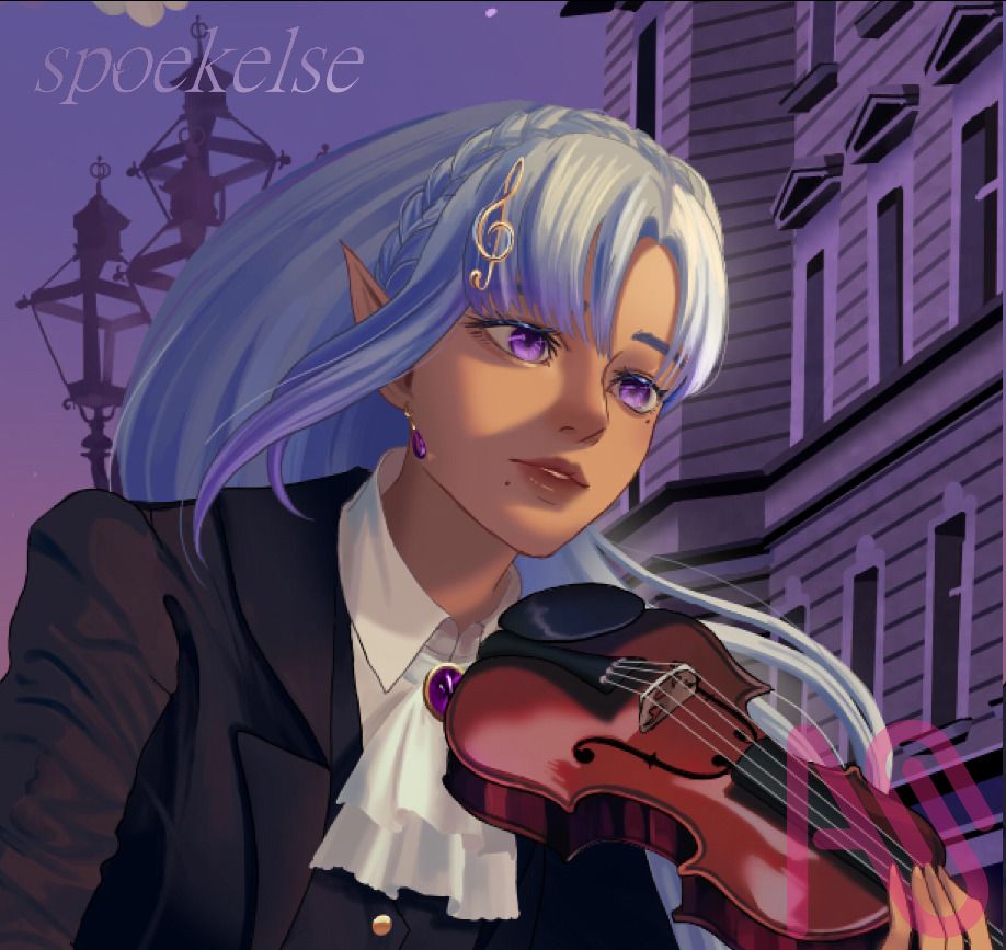 Half-elf violinist spoekelse - Illustrations ART street