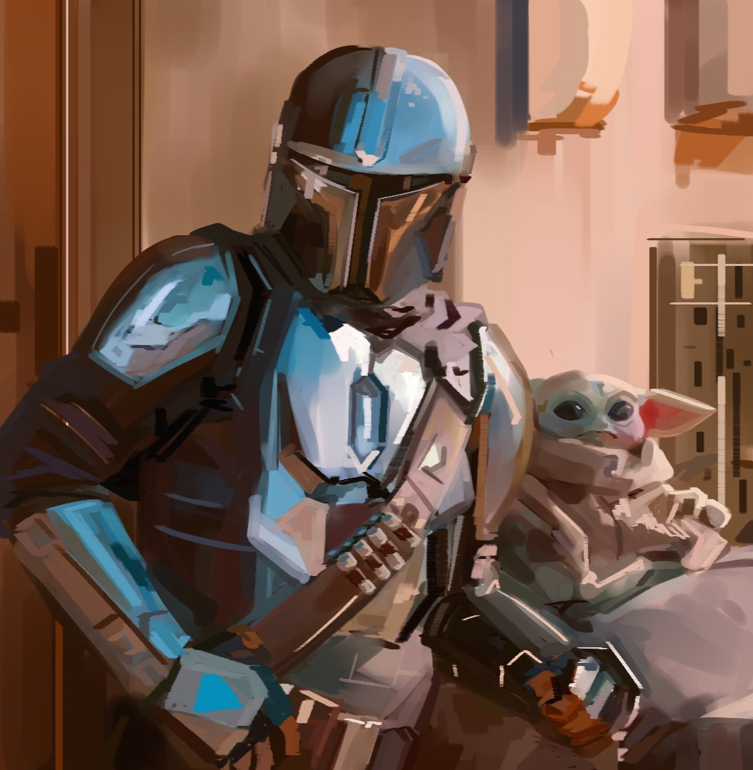 Grogu and mando Aledachan - Illustrations ART street