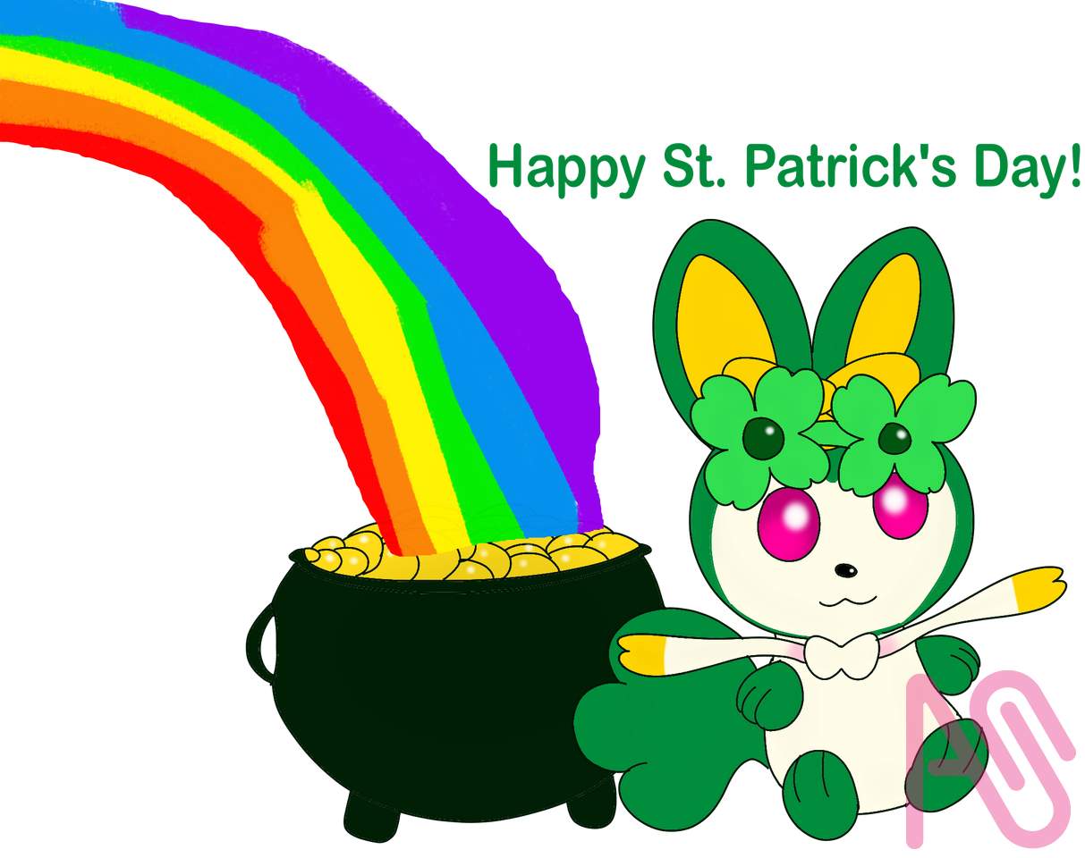 Ribbuny Botan with Pot of Gold Carol-the-Cat - Illustrations ART street