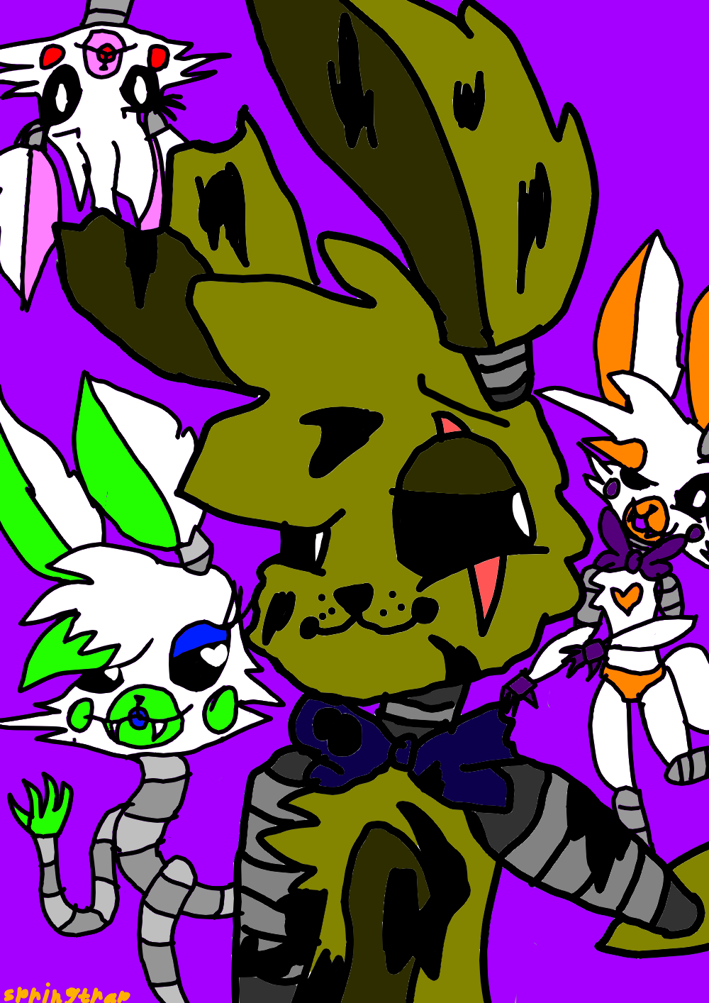 Springtrap, Mangle, Tangle and Lolbit KOTEHOK - Illustrations ART street