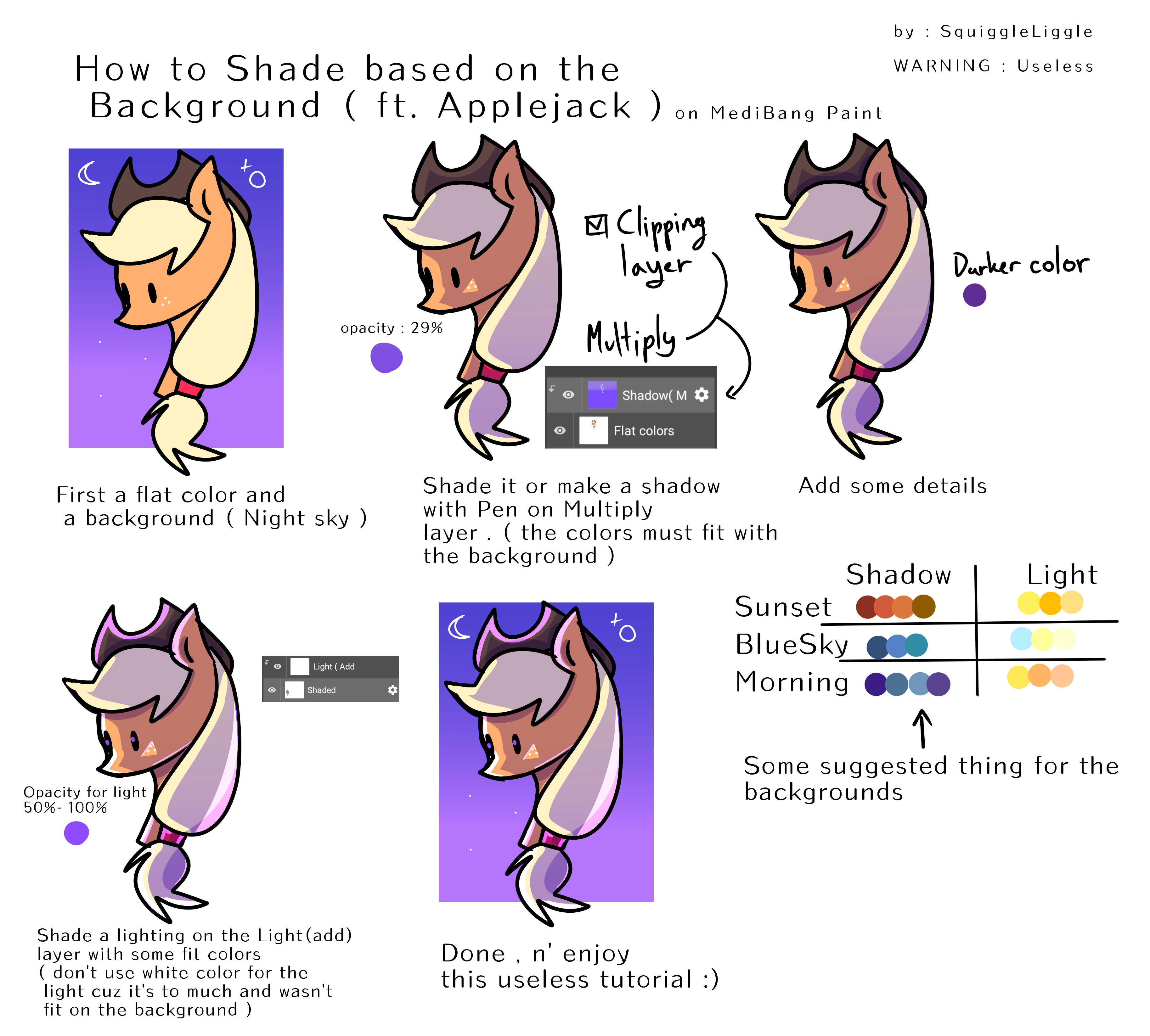 Shading tutorial ft. Applejack Squiggle Liggle - Illustrations ART street