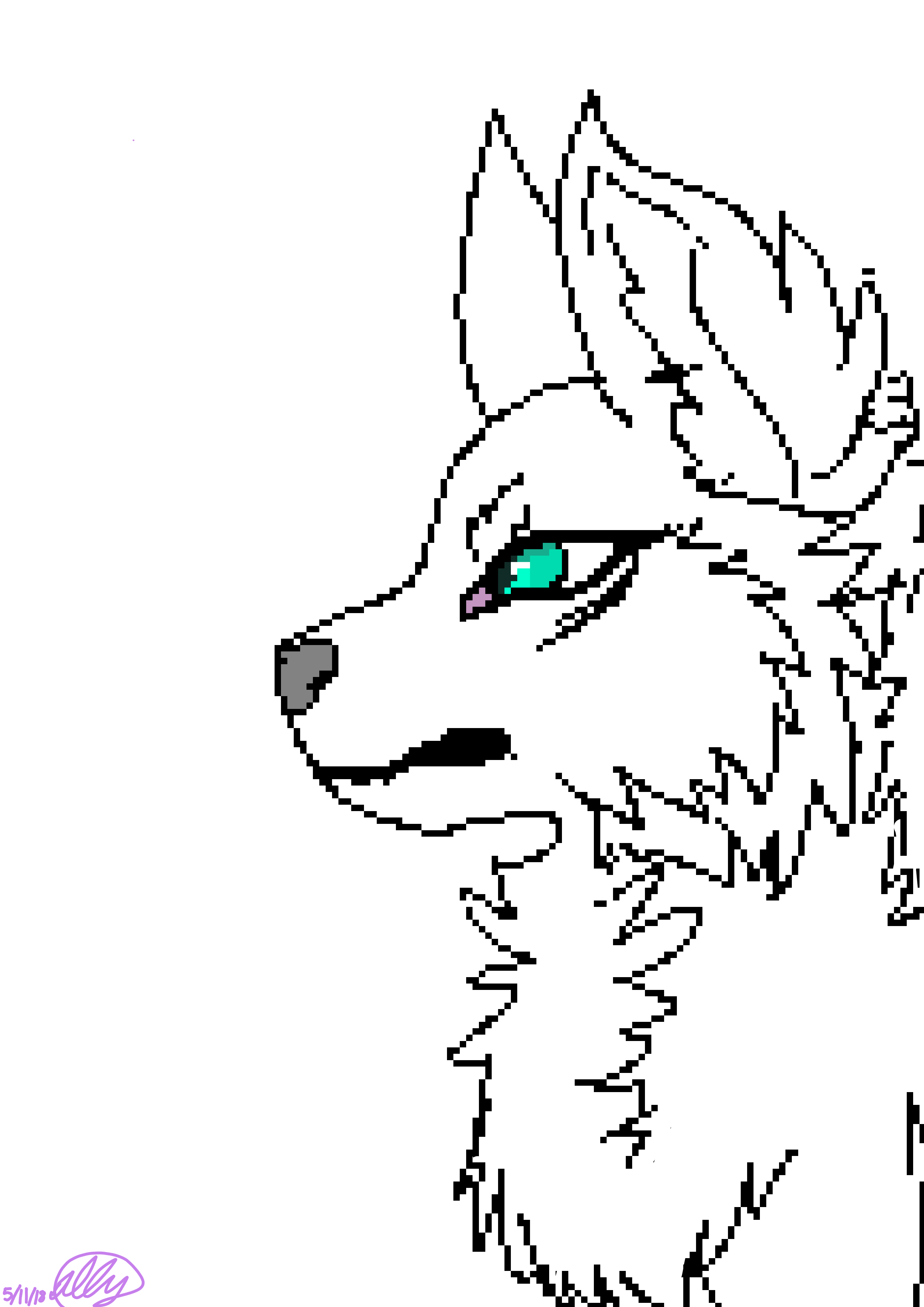 Pixel Wolf (line art) いずあみ - Illustrations ART street