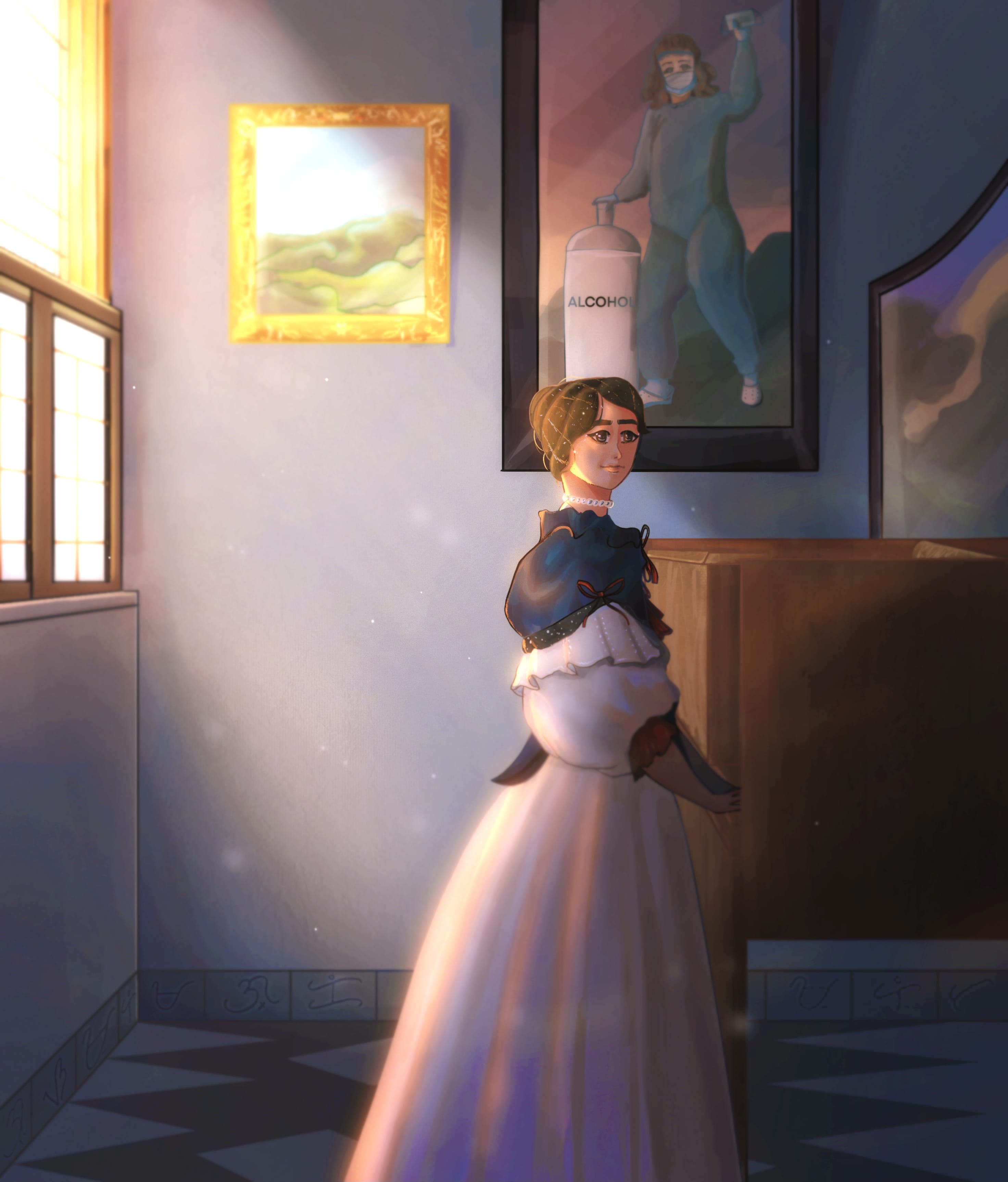 Lady Standing at a Virginal Painting snow_yuki - Illustrations ART street