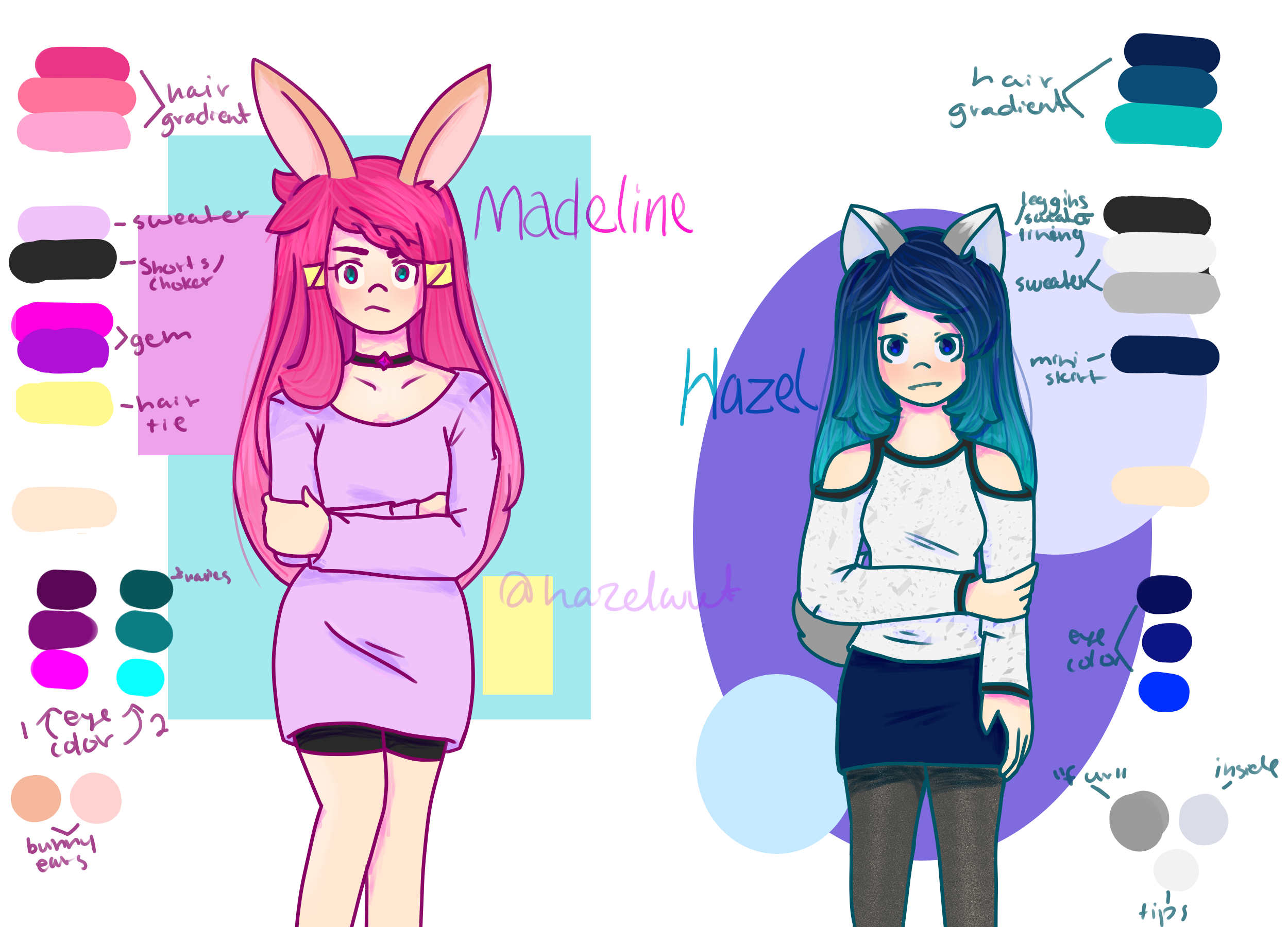 Madeline and Hazel Ref Sheet hazelwut - Illustrations ART street
