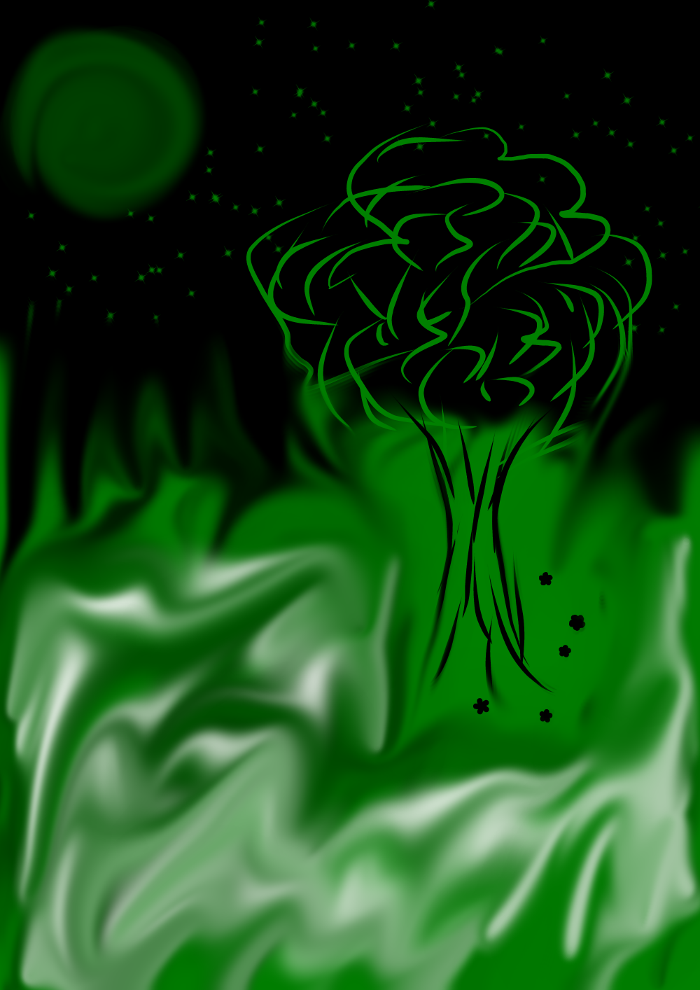 Green Tree Moon starwanderer - Illustrations ART street