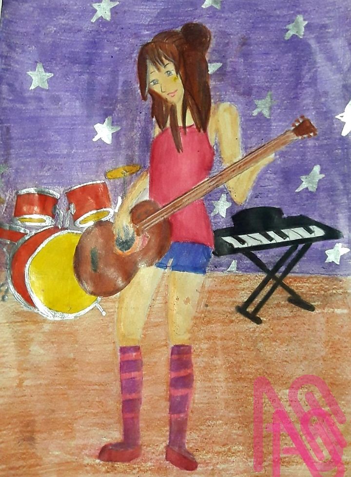 A girl playing the guitar. KATE - 插畫 ART street