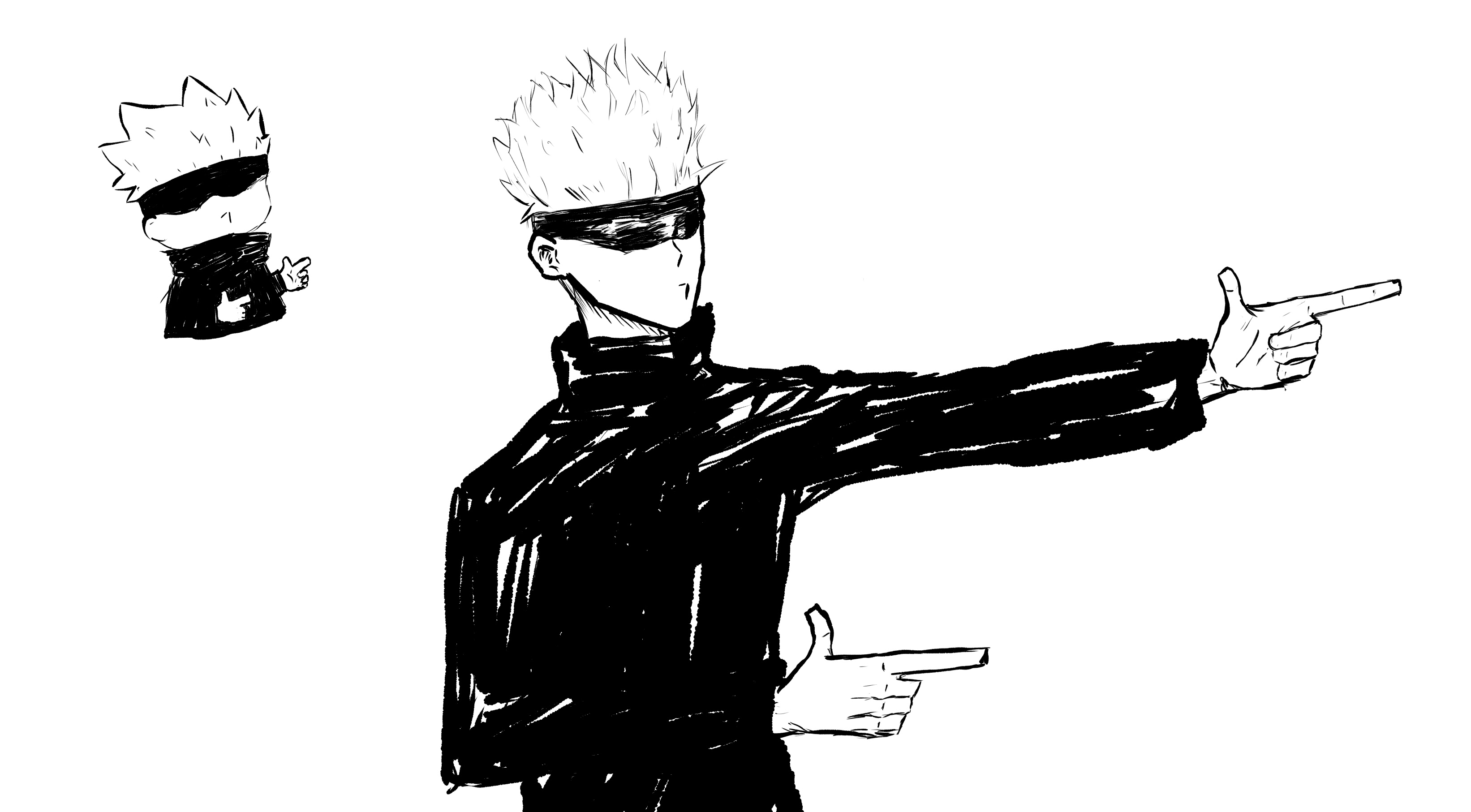 gojo with some finger guns 👉pew 👉pew bon - Illustrations ART street