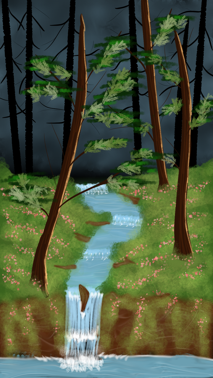 Evening waterfall Tudge - Illustrations ART street