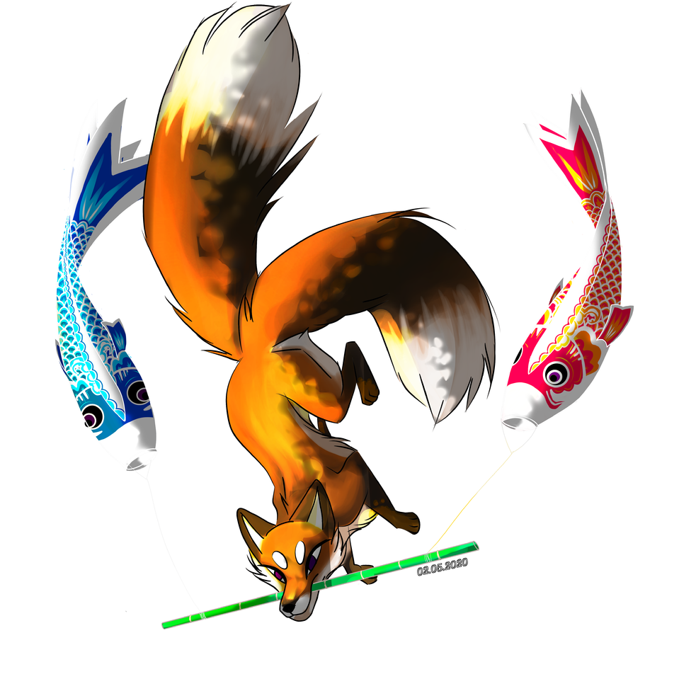 Fox with koinobori Resacramon - Illustrations ART street