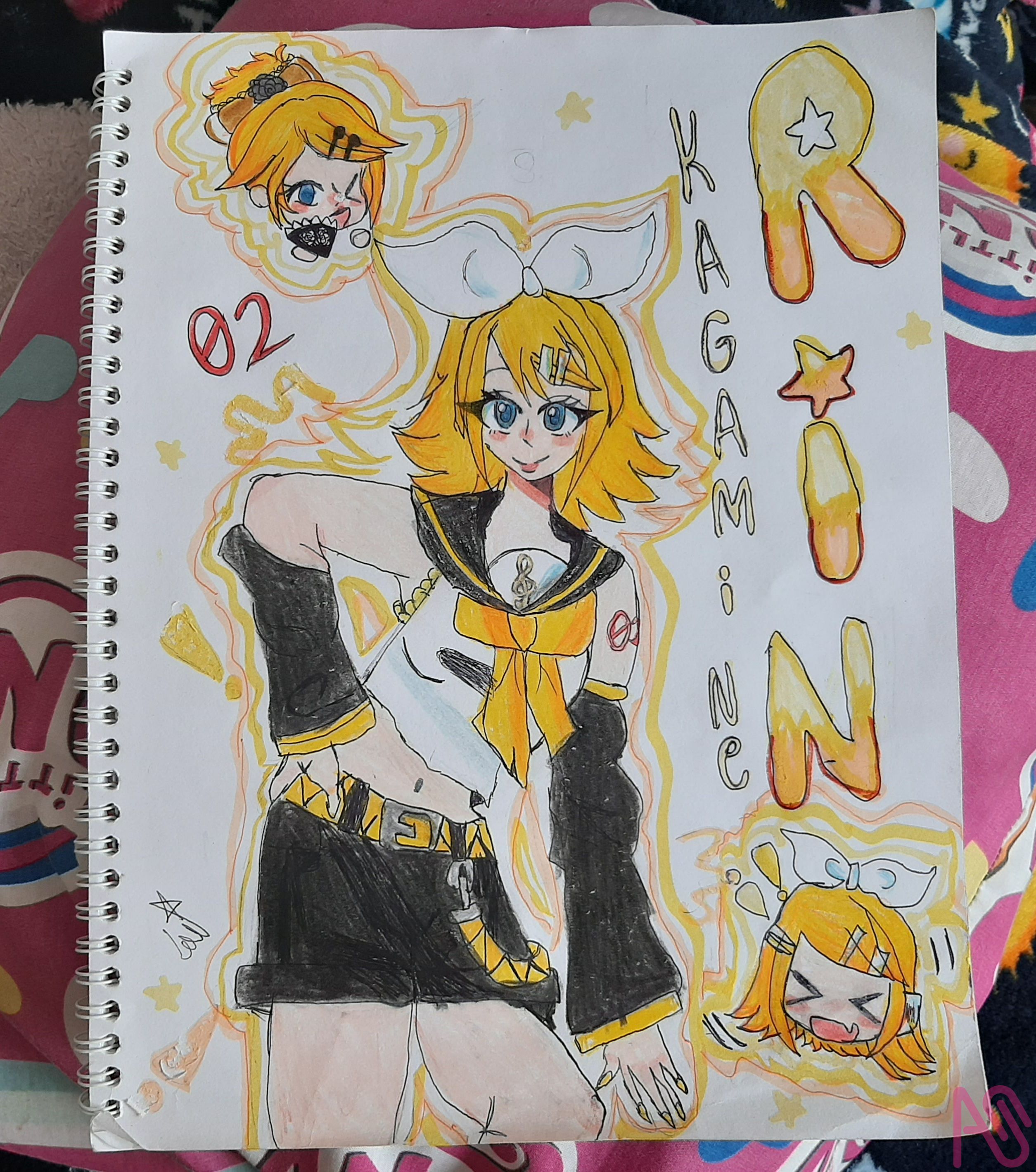 Kagamine Rin!!•°☆drawing in paper ☆~Lau teshi~☆ - Illustrations ART street