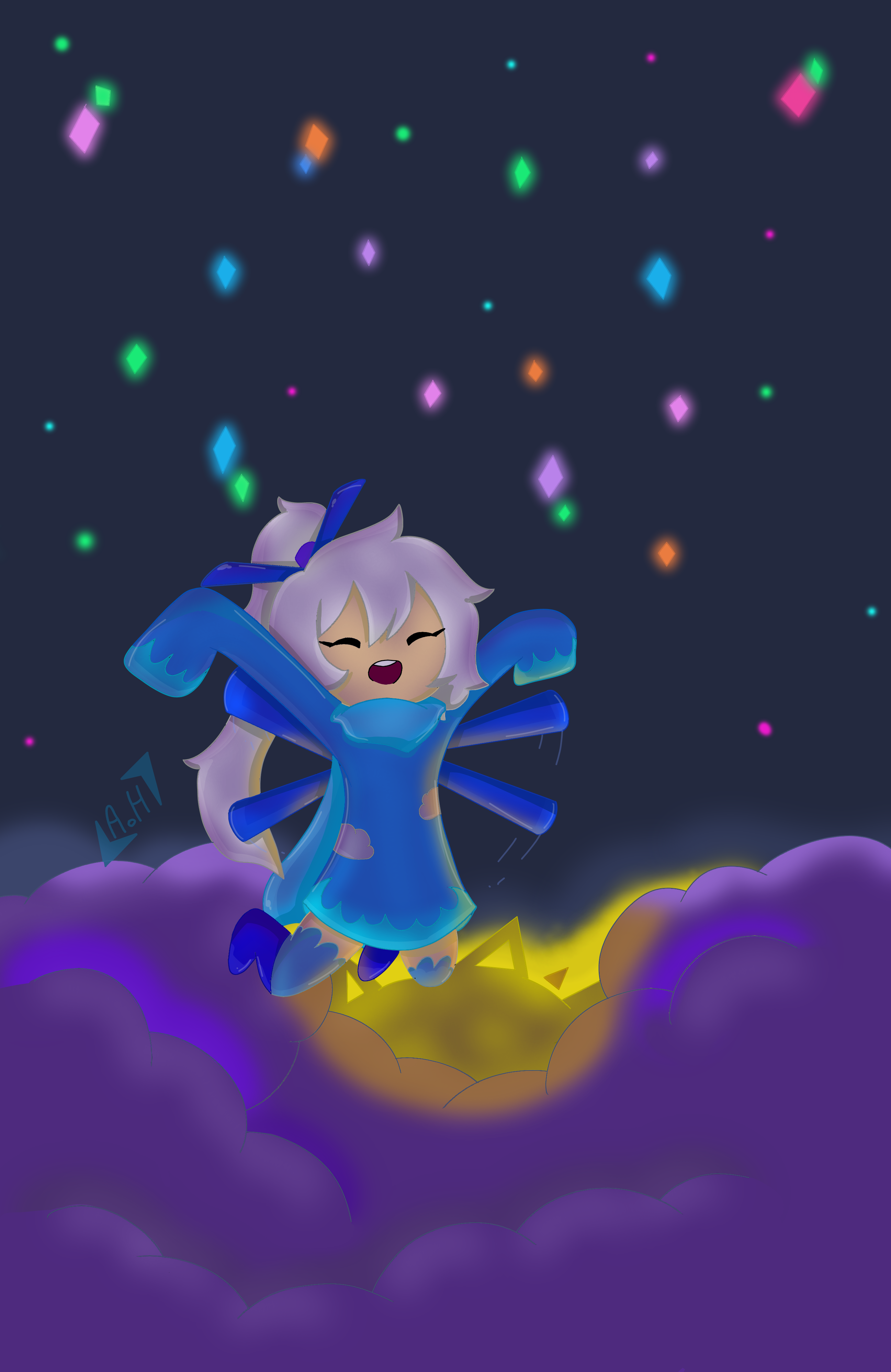 heli enjoying a night flight Cyann - Illustrations ART street