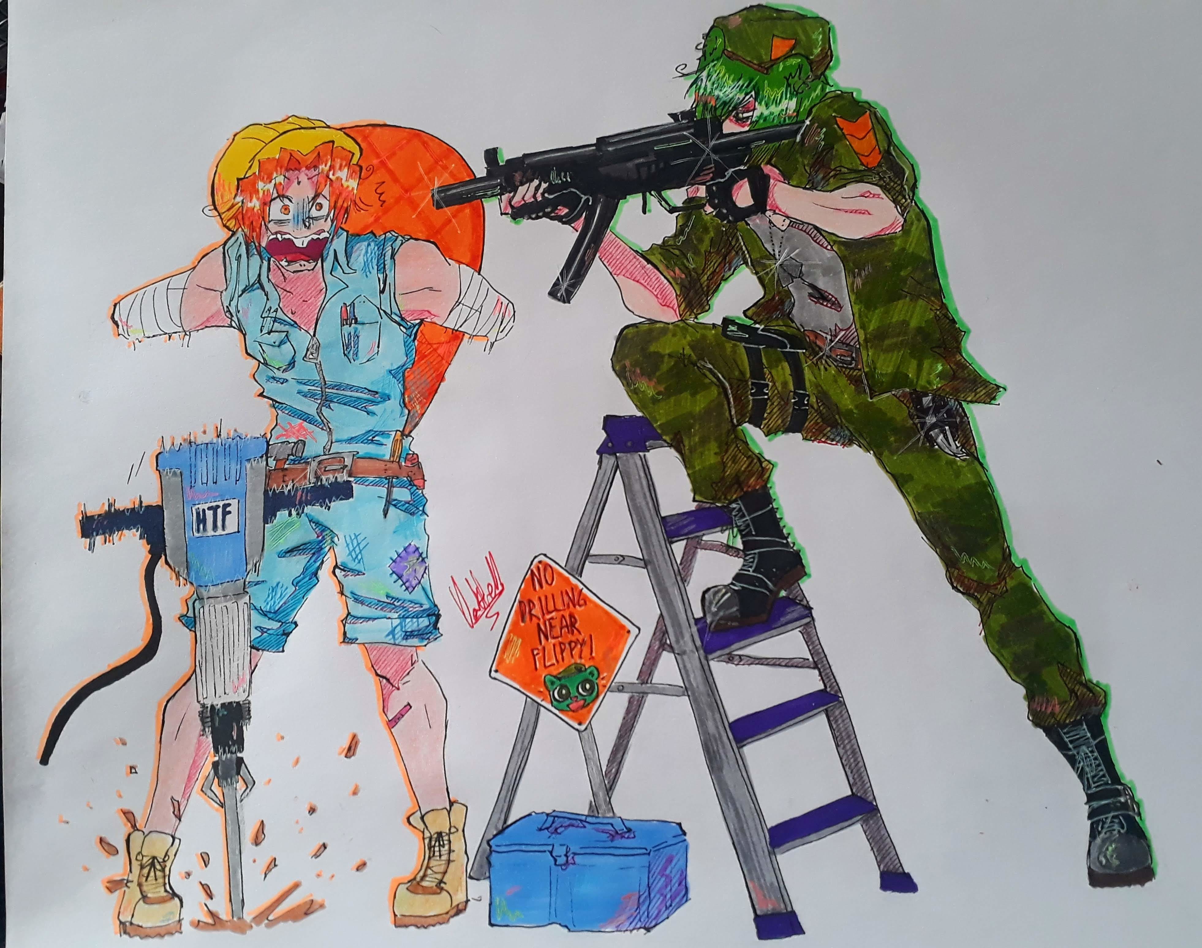 HTF Handy & Flippy Darkita11 - Illustrations ART street