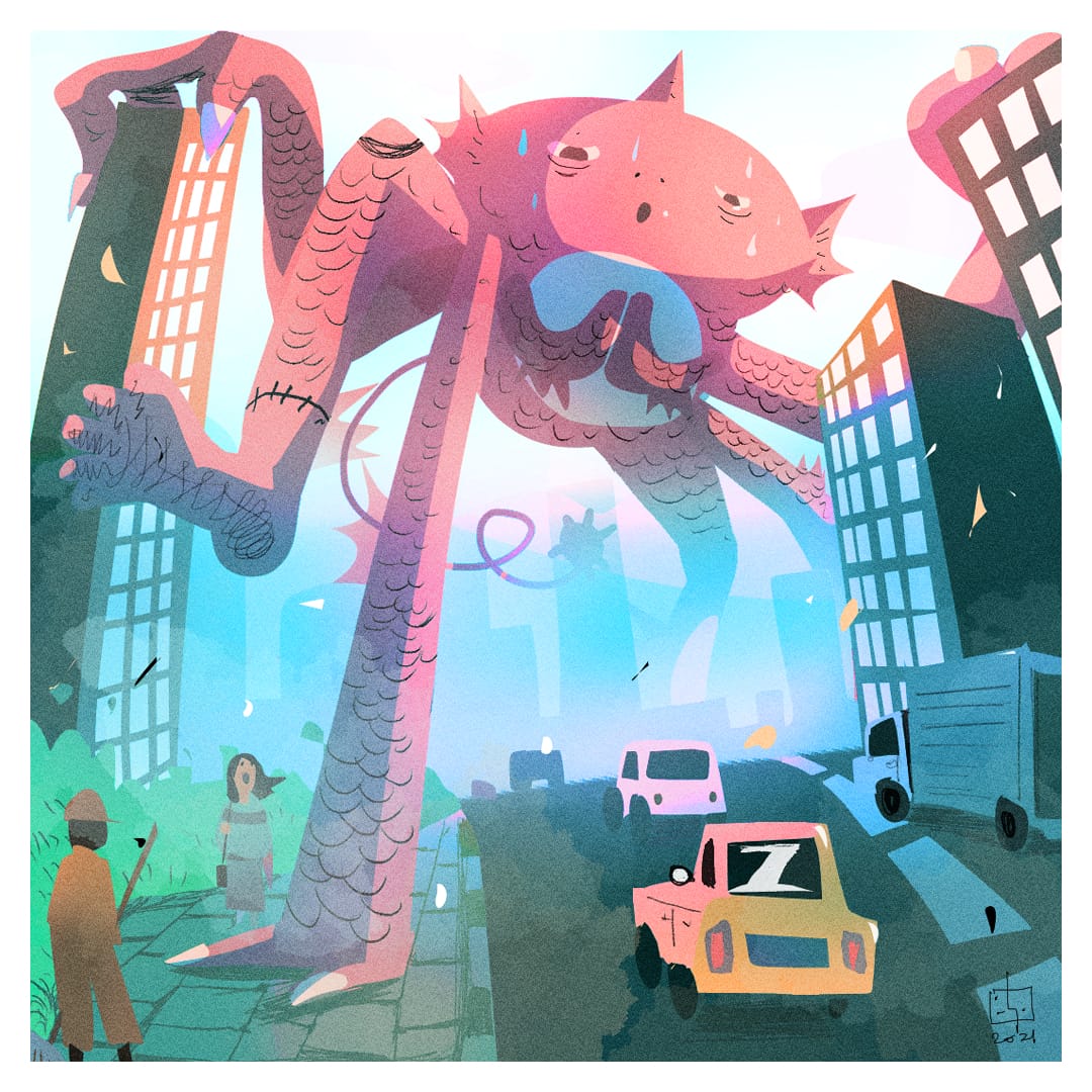 An Overly Polite Kaijuu Taking A Walk in The City Barfiandy ...