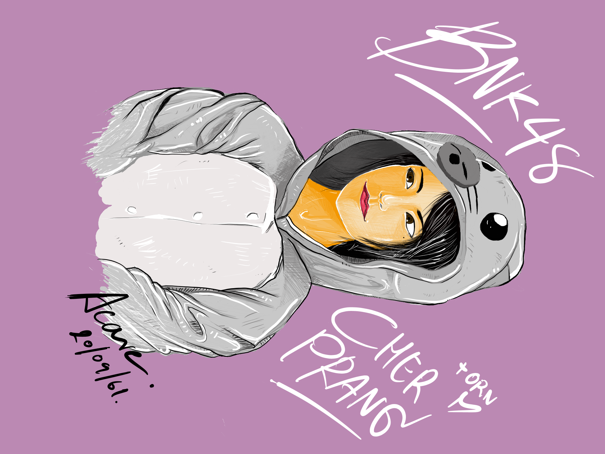 BNK48 Cherprang with Orn suit acareAE - Illustrations ART street