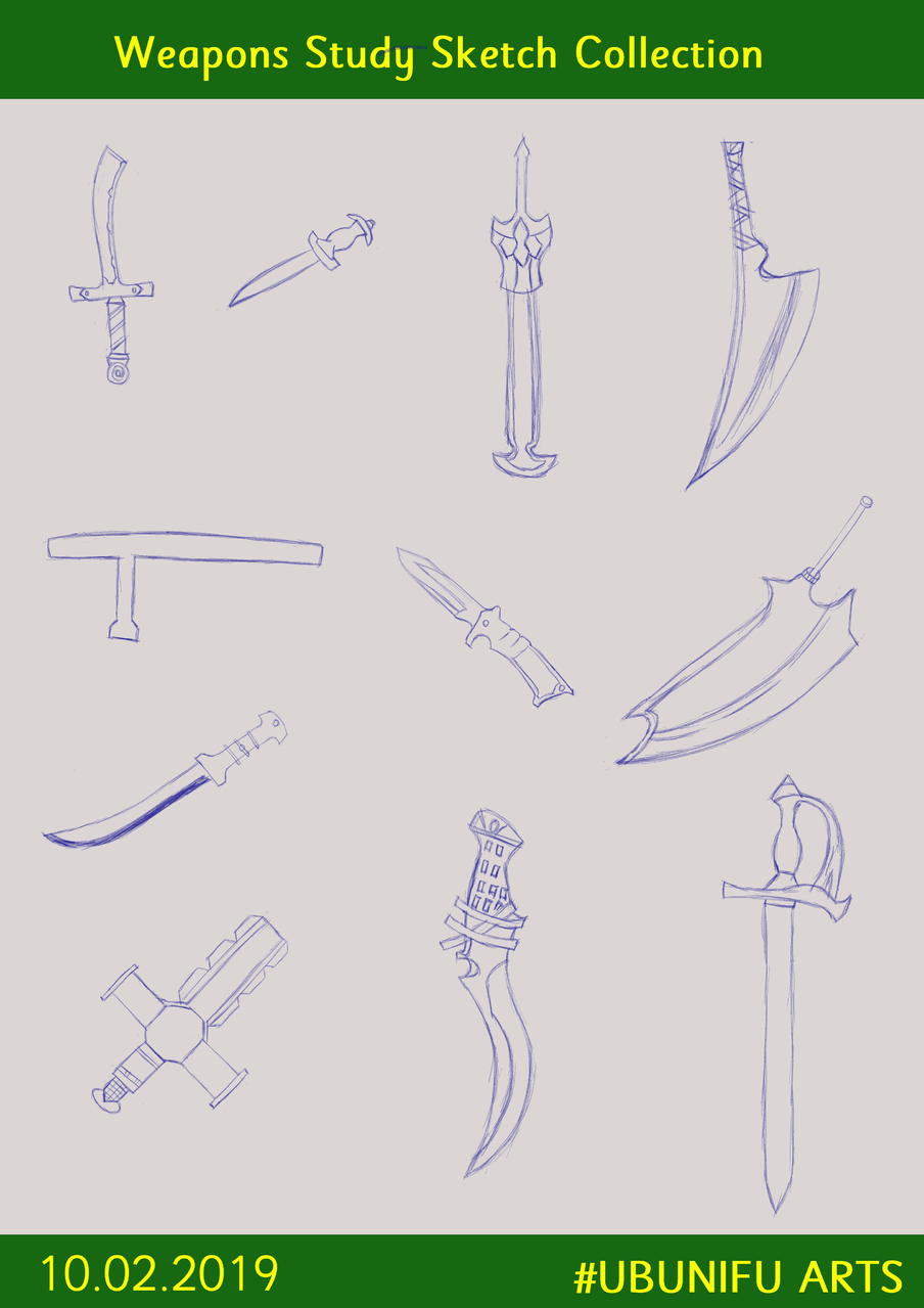 WEAPON STUDY SKETCH COLLECTION Ubunifu Arts - Illustrations ART street