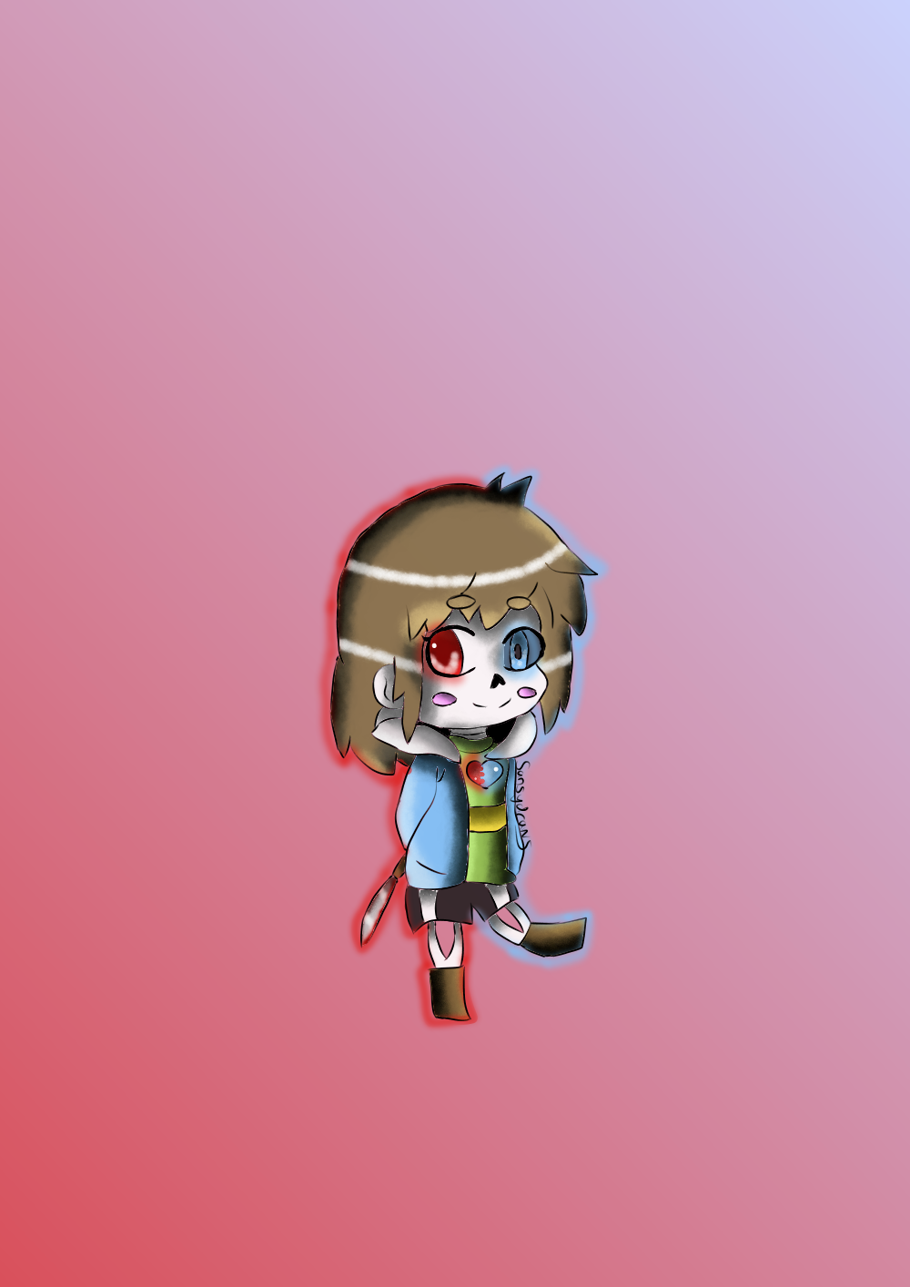 Sarah (Chara and Sans Fusion) Undertale Sansydraws - 插图 ART street