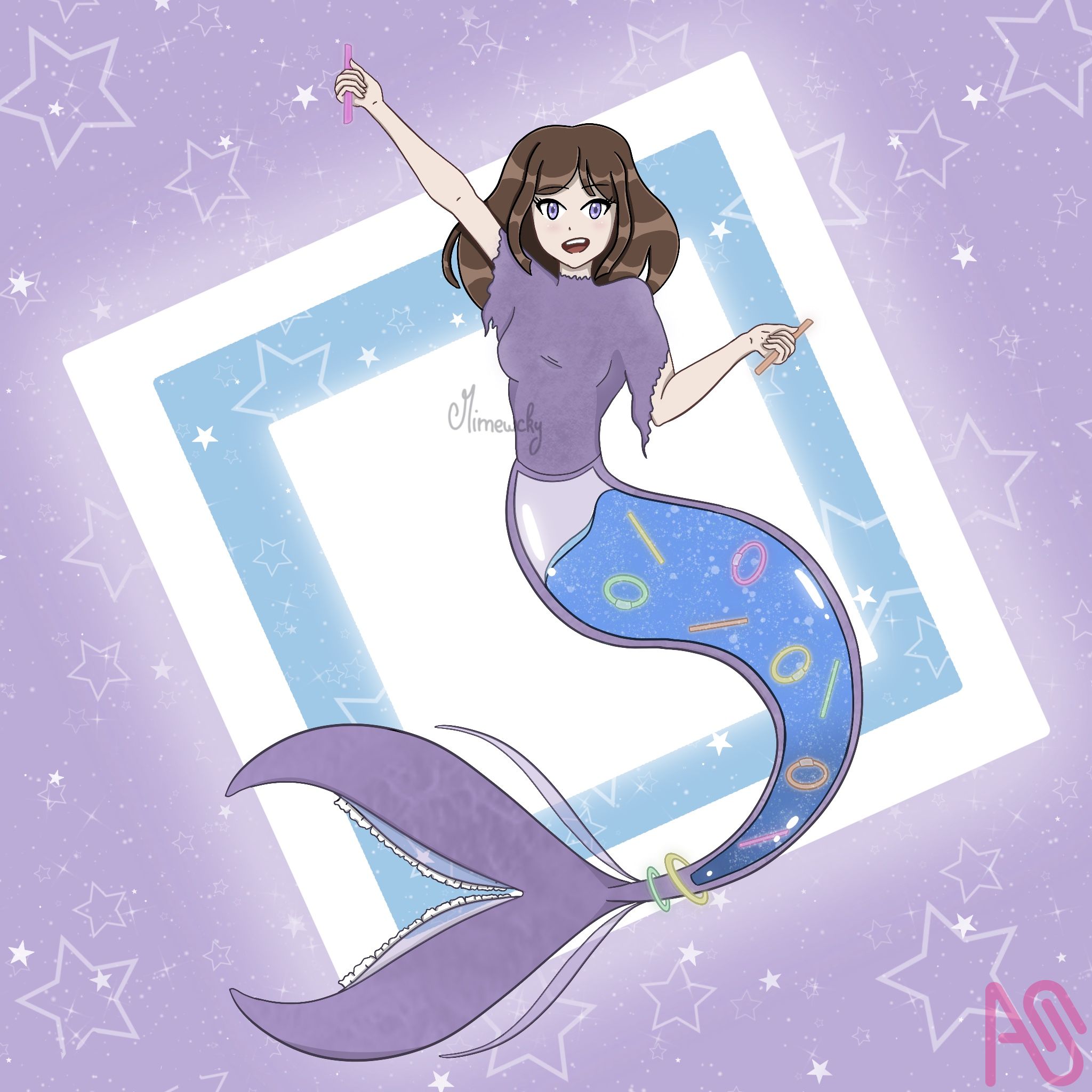 Neon mermaid Mimewcky - 插图 ART street