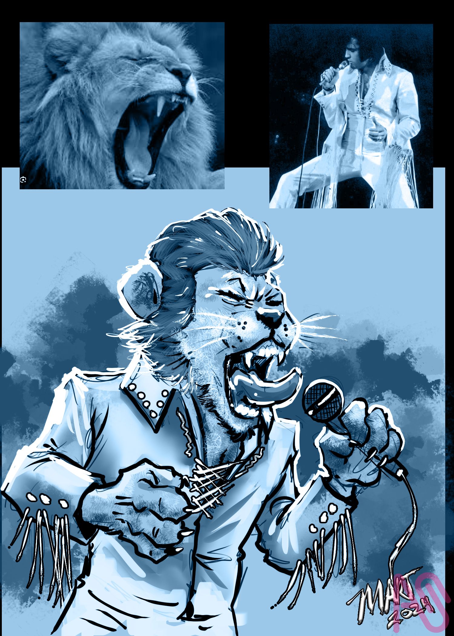 Boceto con 2 referencias (sketch with 2 references Aldo Mart ...